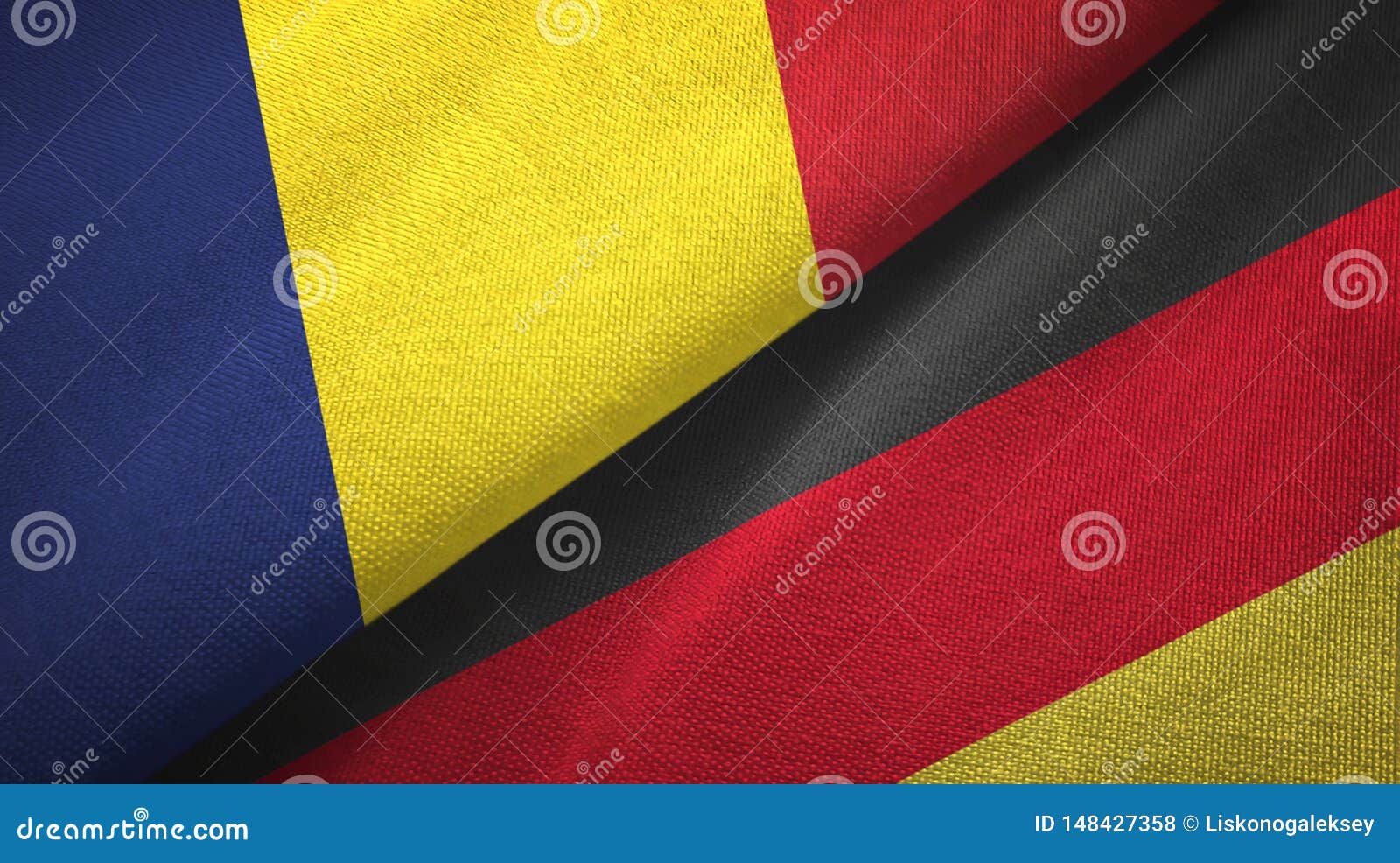 Chad and Germany Two Flags Textile Cloth, Fabric Texture Stock Photo ...