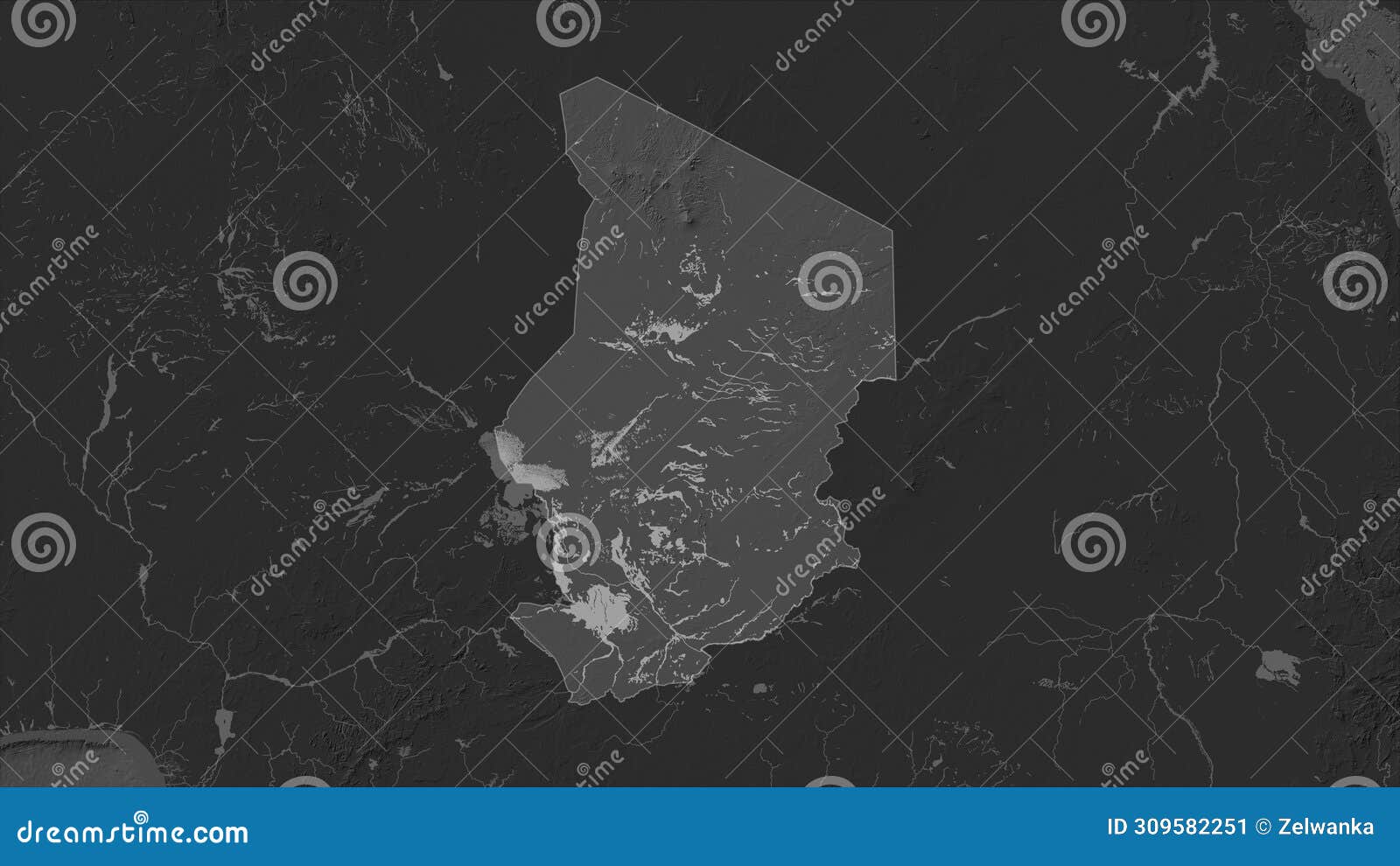 Chad Highlighted On A White Simplified 3D World Map. Digital 3D Render ...