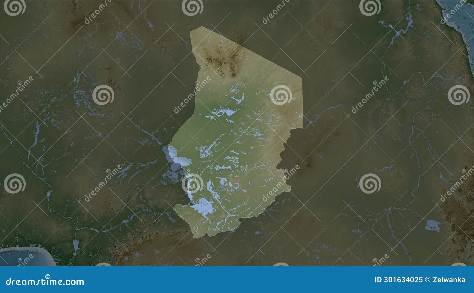 Chad Highlighted On A White Simplified 3D World Map. Digital 3D Render ...