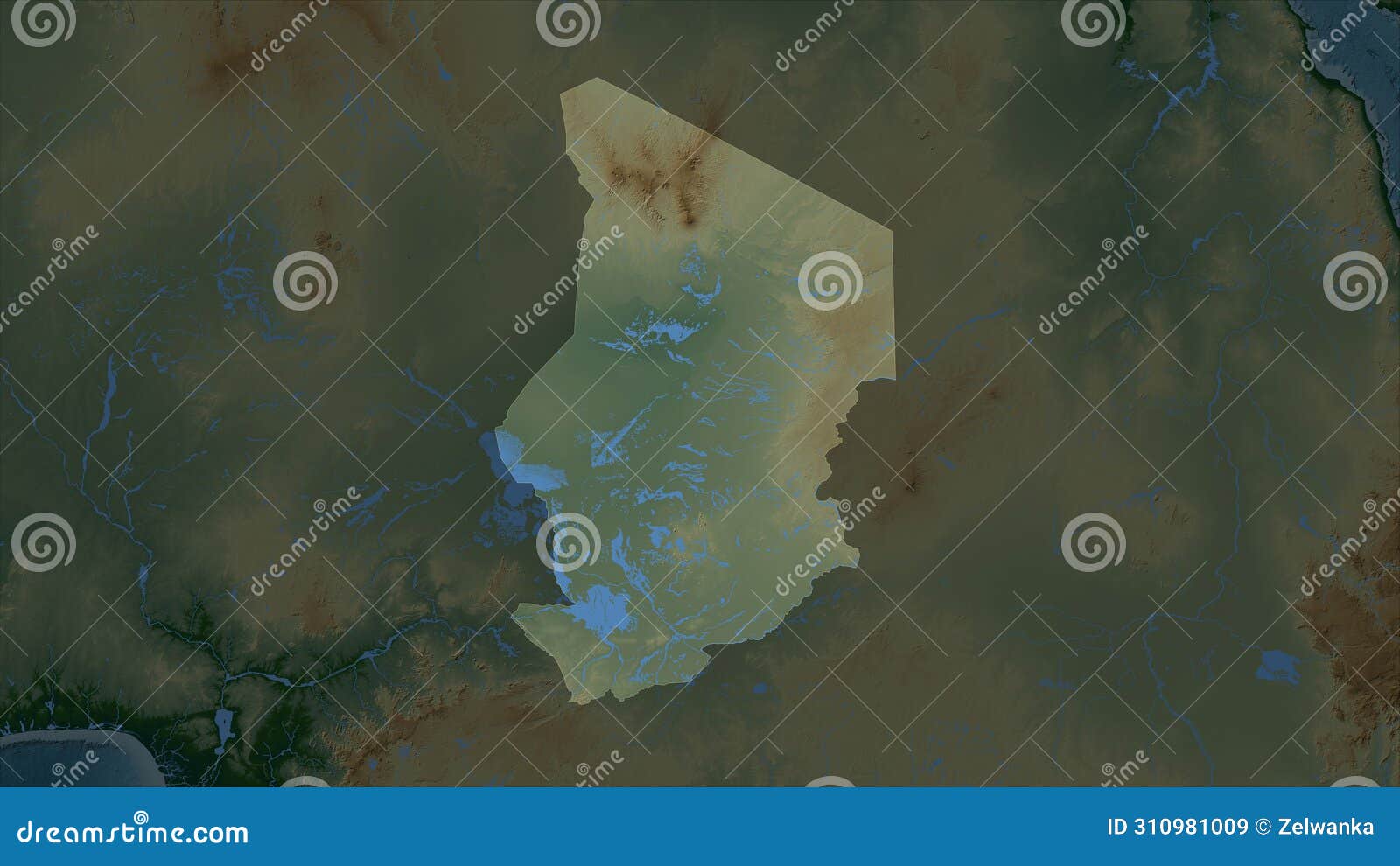 Chad Highlighted On A White Simplified 3D World Map. Digital 3D Render ...