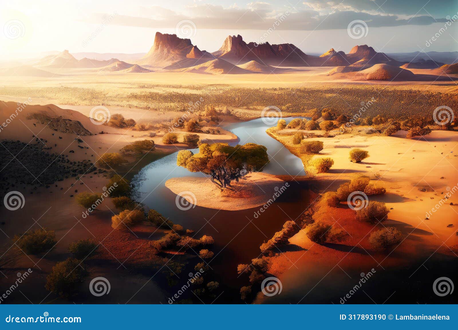 Chad Landscape With Mountains And River. Generative AI Art. Beautiful ...
