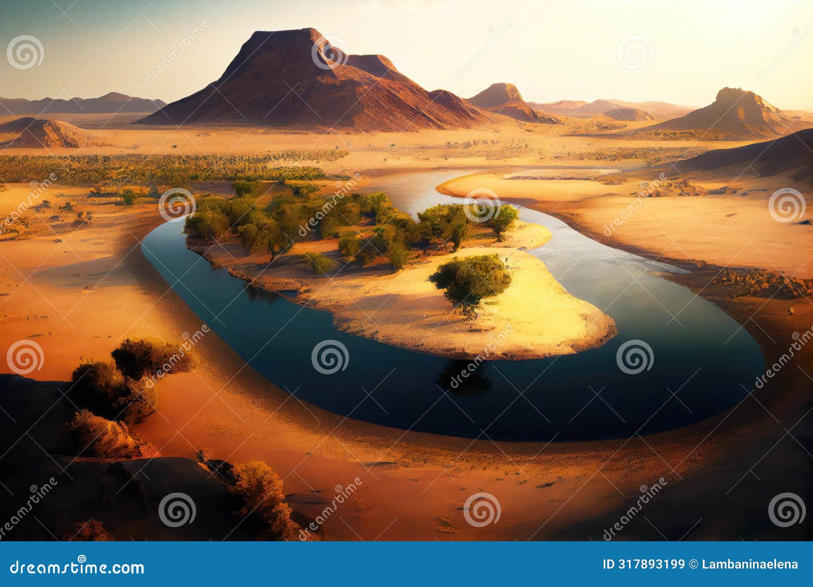 Chad Landscape With Mountains And River. Generative AI Art. Beautiful ...