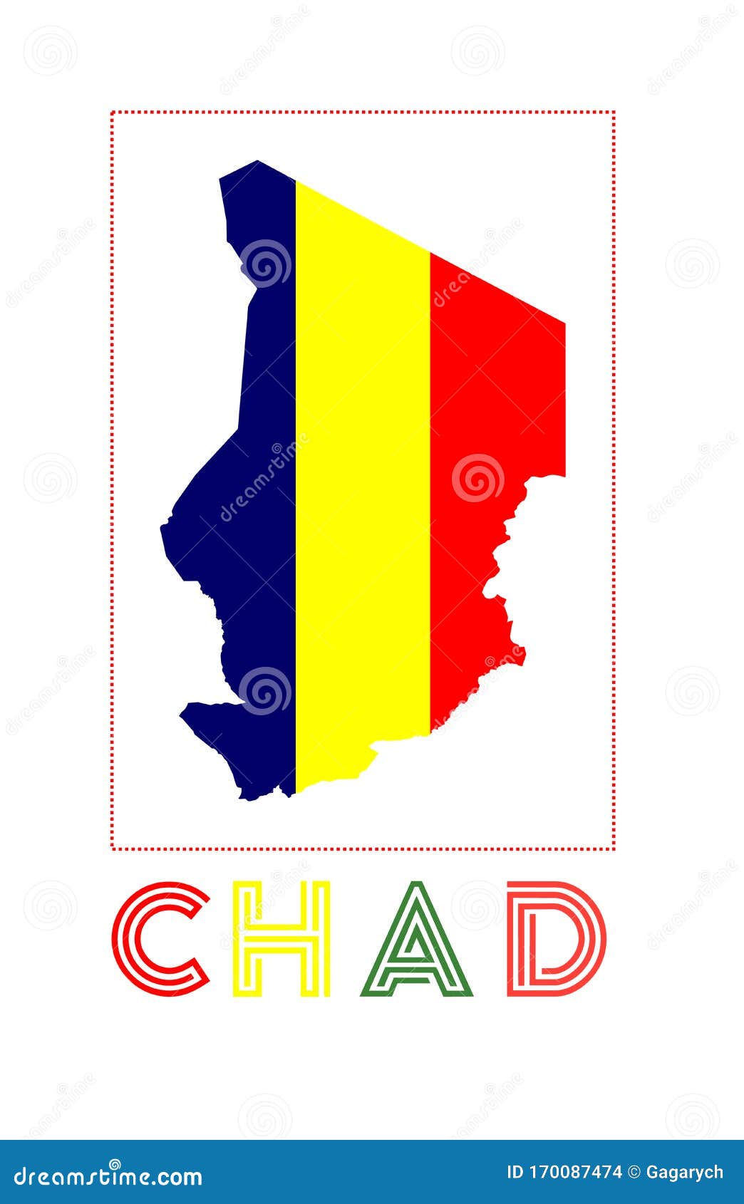 Chad Logo. Map of Chad with Country Name and Flag Stock Vector ...
