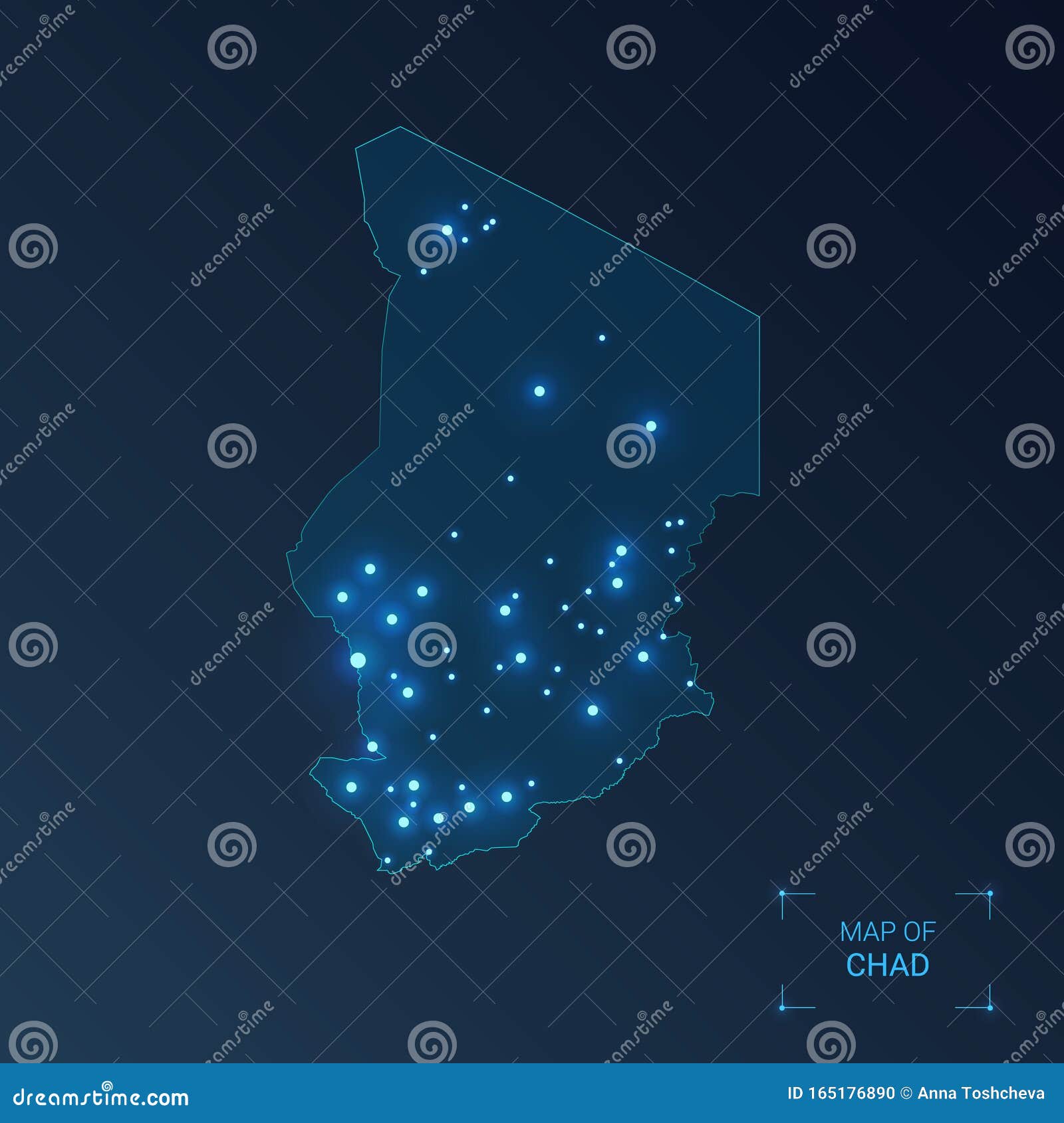 Chad map with cities. stock vector. Illustration of atlas - 165176890