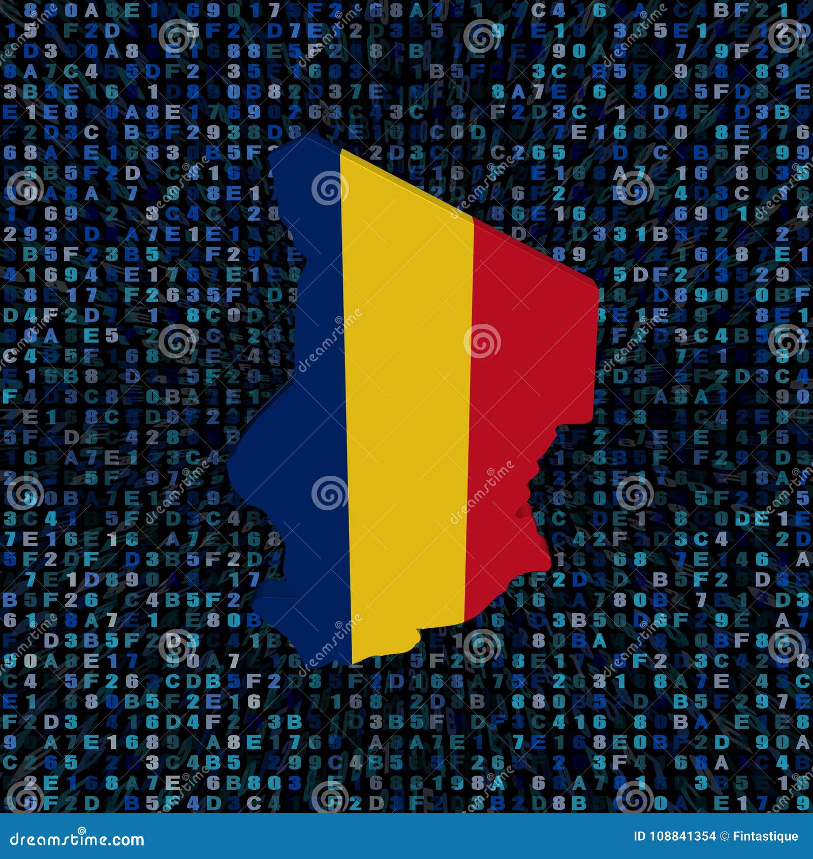 Chad Map Flag on Hex Code Illustration Stock Illustration ...