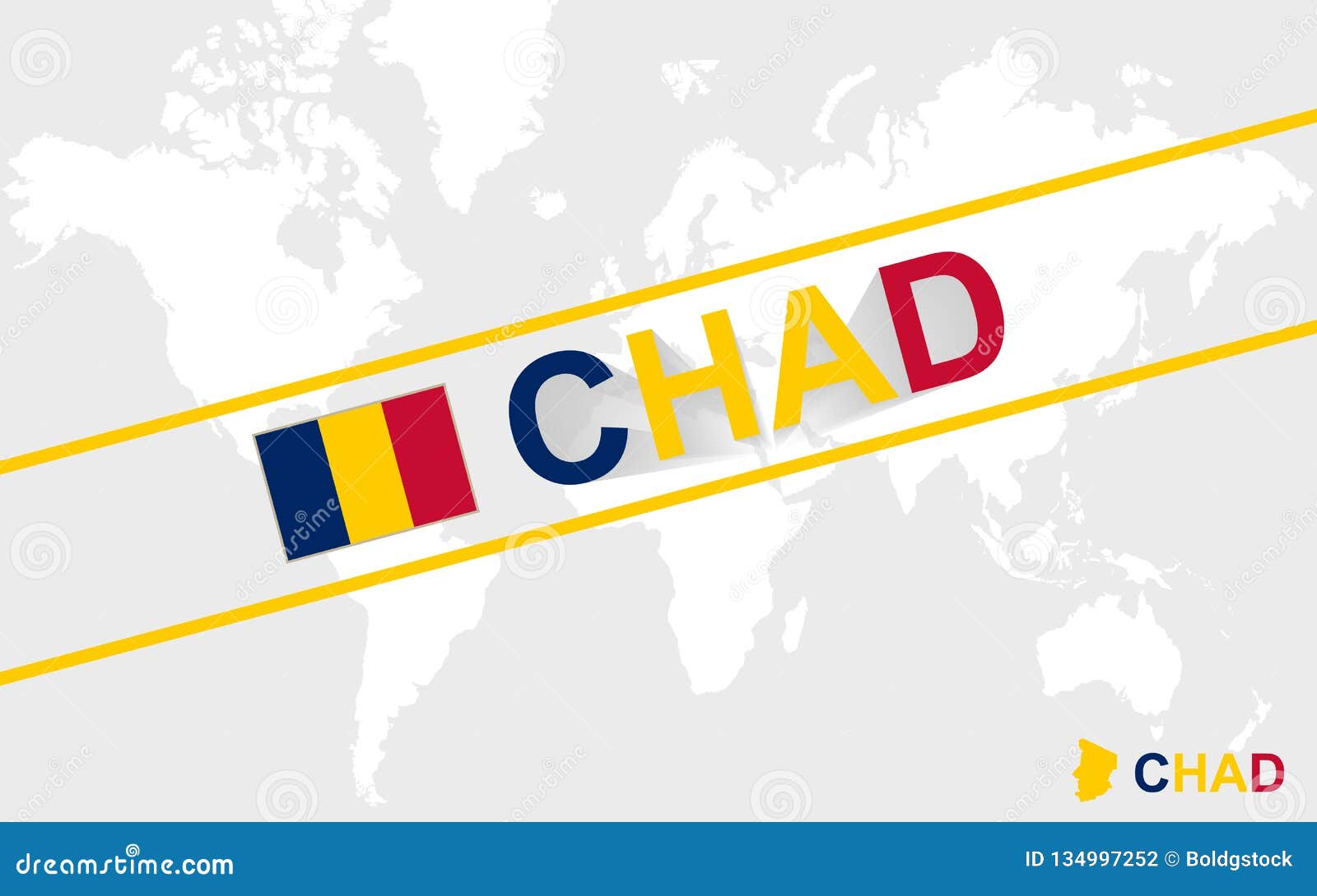 Chad Map Flag and Text Illustration Stock Vector - Illustration of ...