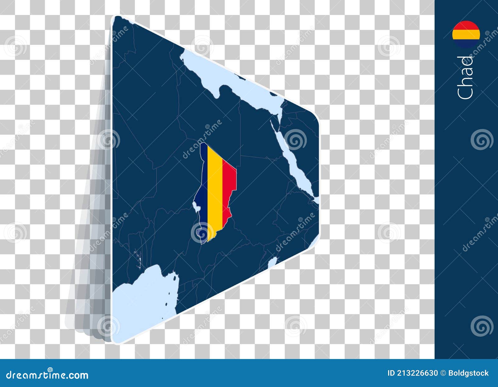 Chad Map and Flag on Transparent Background Stock Vector - Illustration ...