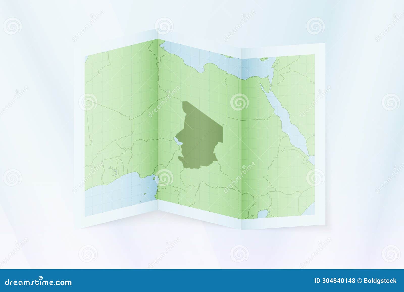 Chad Map, Folded Paper with Chad Map Stock Vector - Illustration of ...