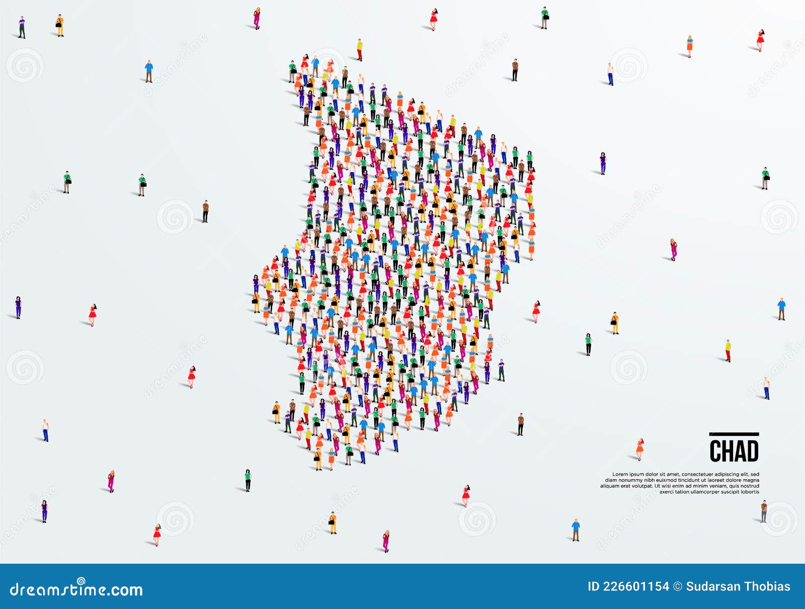 Chad Map. Large Group of People Form To Create a Shape of Chad Map ...
