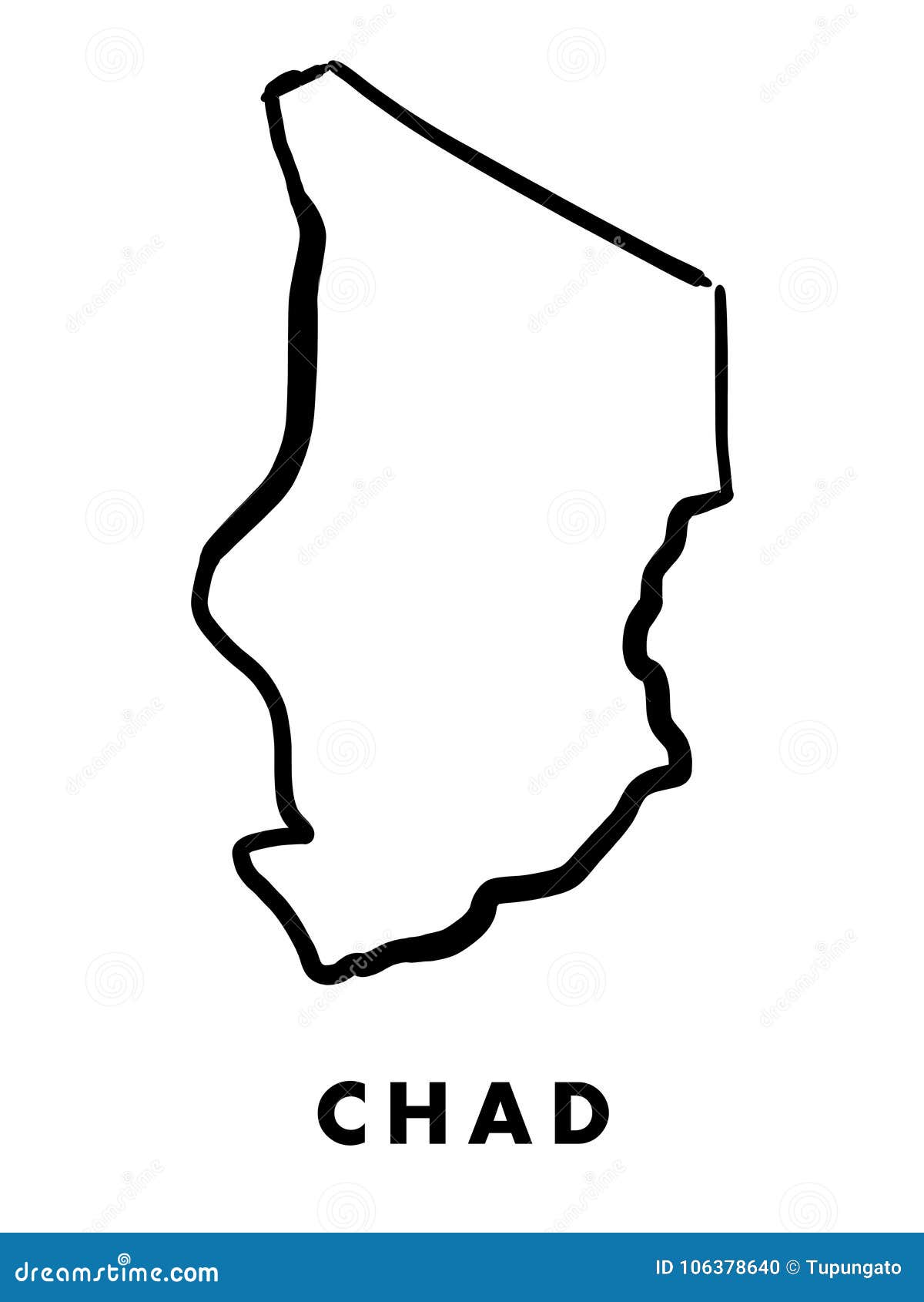 Chad Map Outline Stock Vector Illustration Of Border 106378640