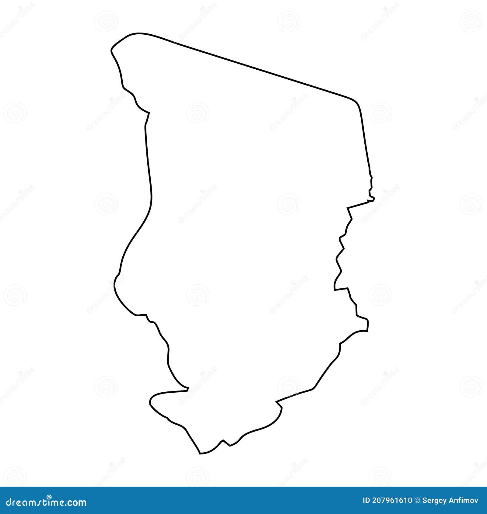 Map Of Chad Black Thick Outline Highlighted With Neighbor Countries ...