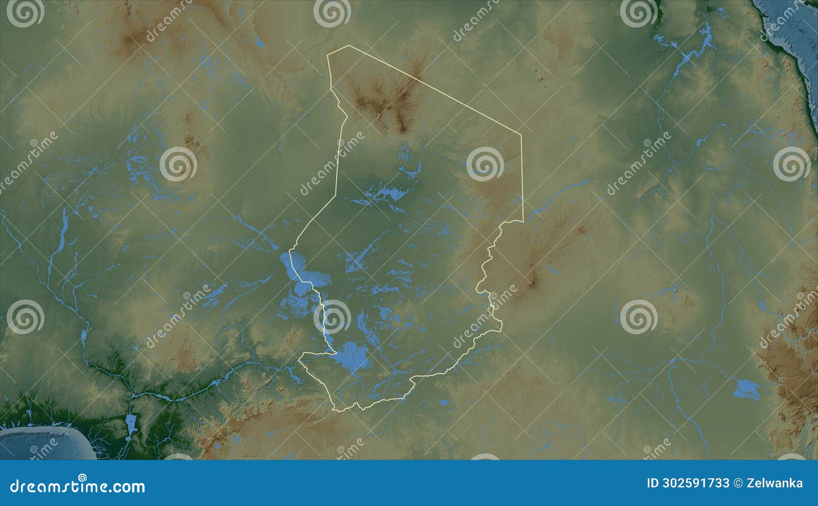 Chad outlined. Physical stock illustration. Illustration of region ...