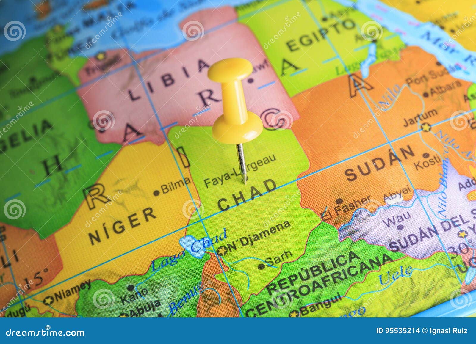 Chad Pinned on a Map of Africa Stock Photo - Image of america, european ...