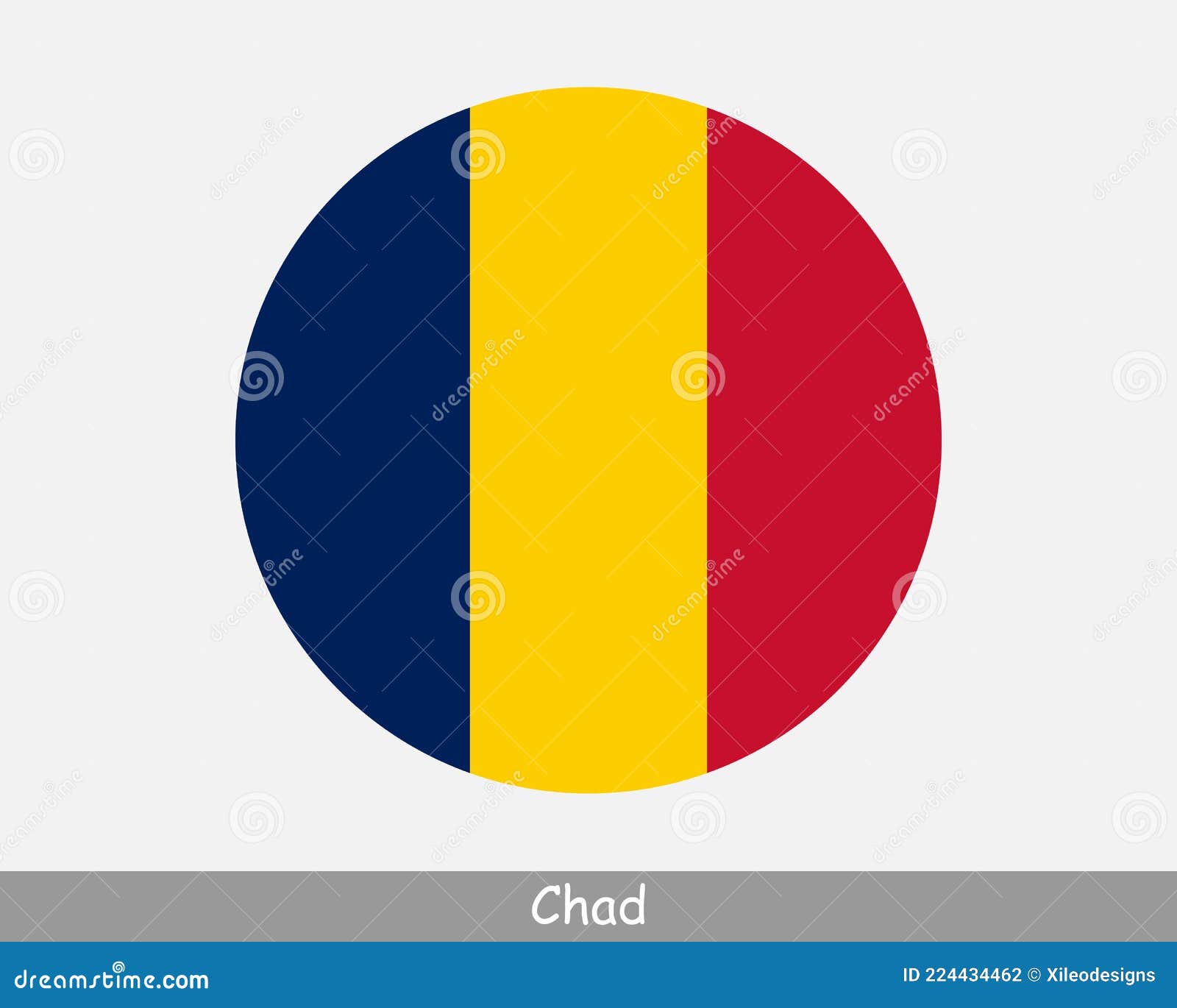 Chad Round Circle Flag. Chadian Circular Button Banner Icon Stock ...