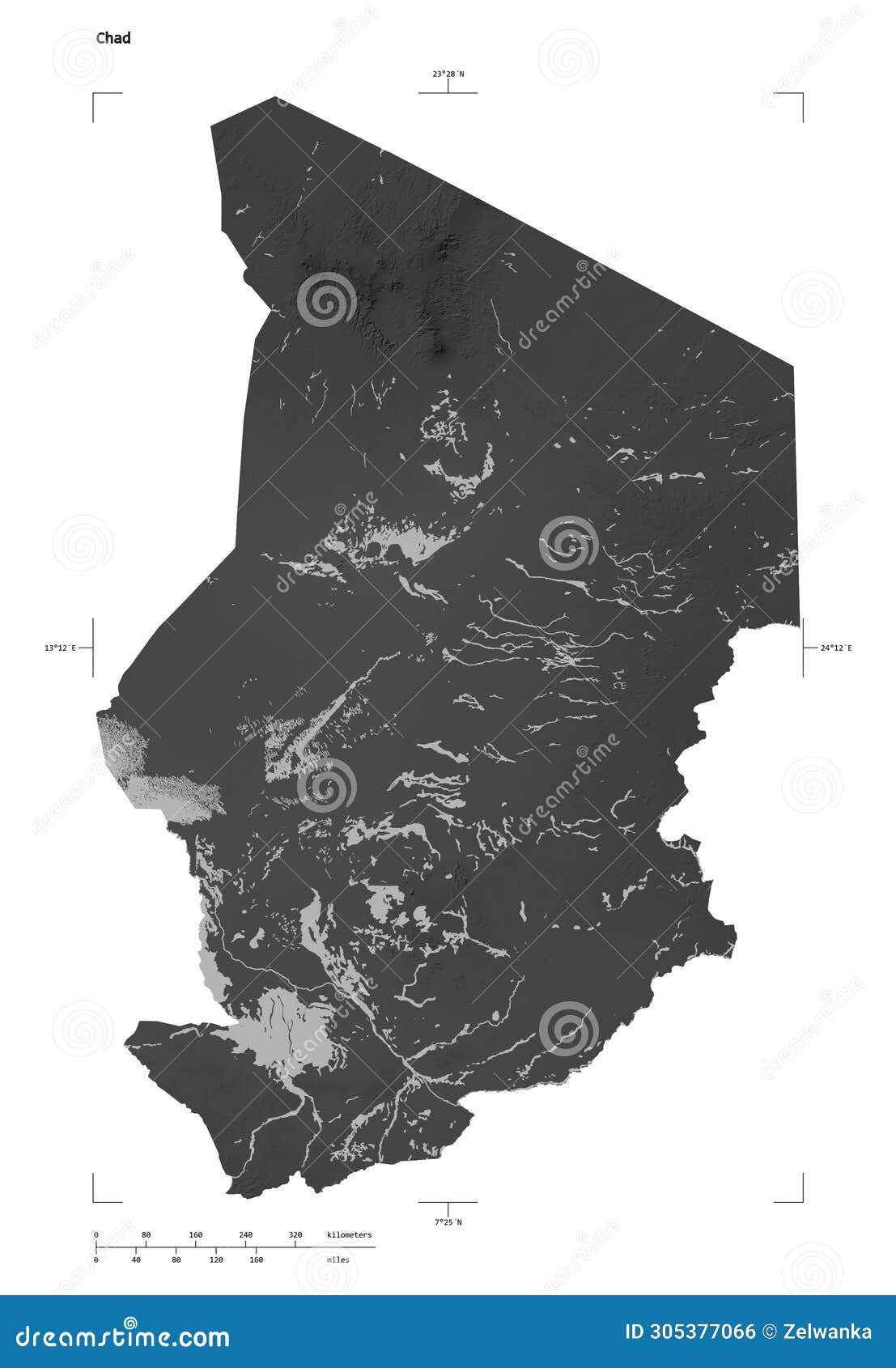 Chad Shape on White. Grayscale Stock Illustration - Illustration of ...