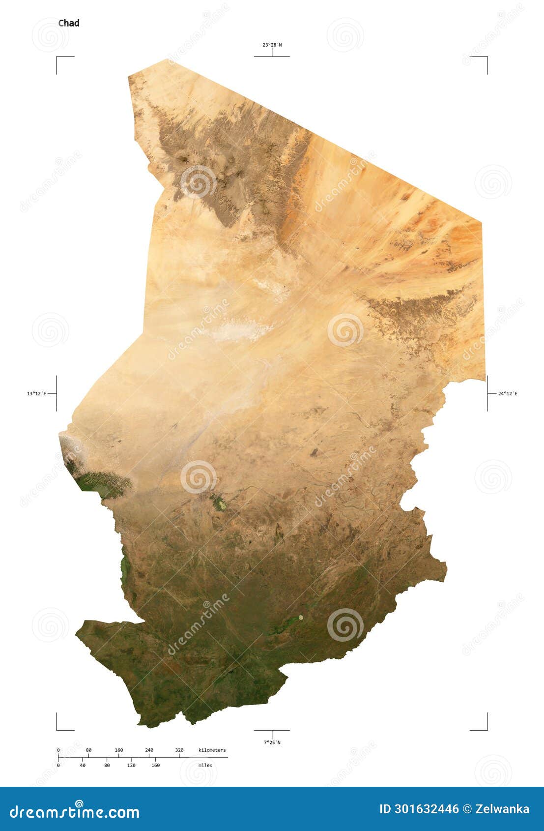 Chad Shape on White. Low-res Satellite Stock Illustration ...