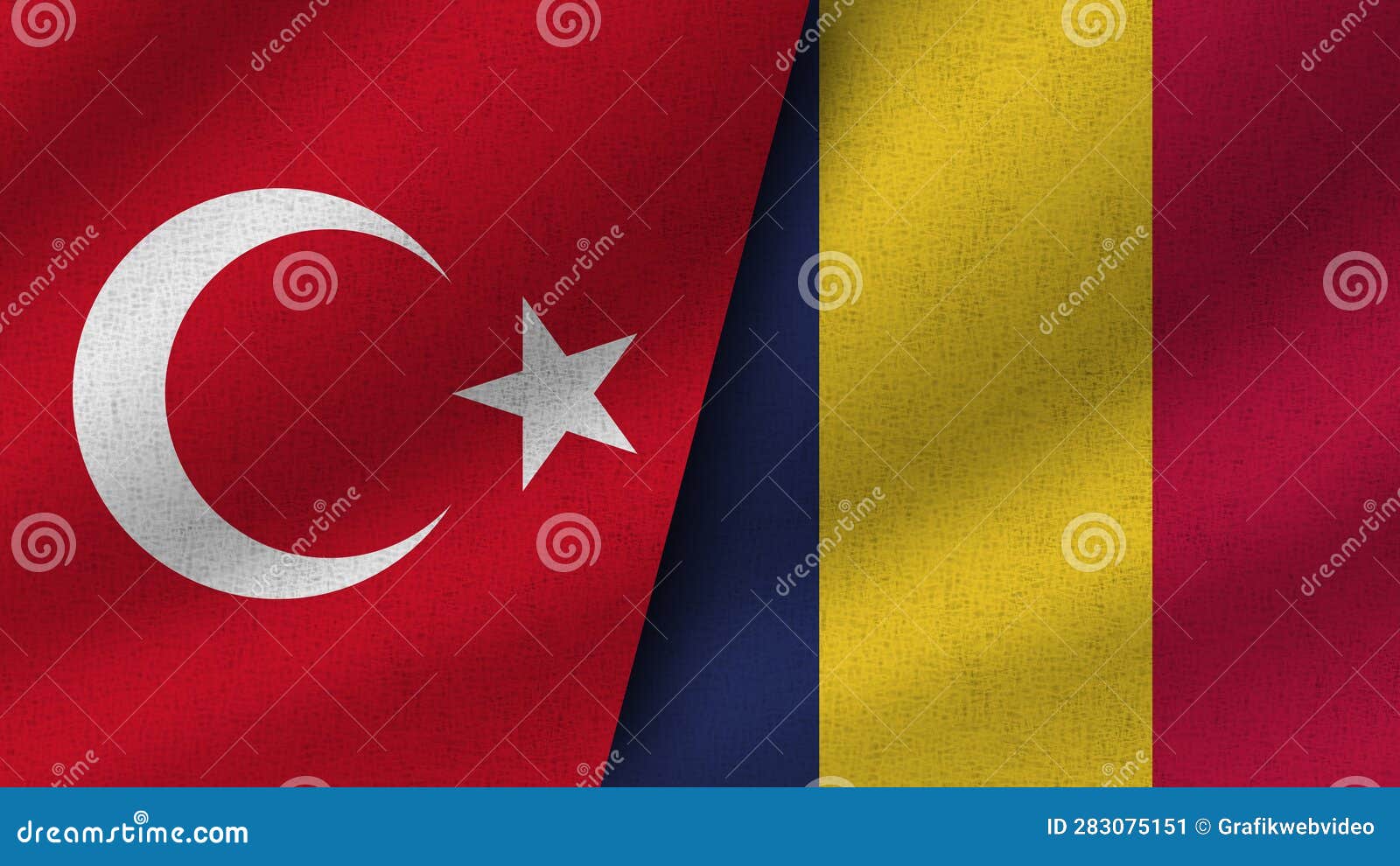 Chad and Turkey Realistic Two Flags Together Stock Illustration ...