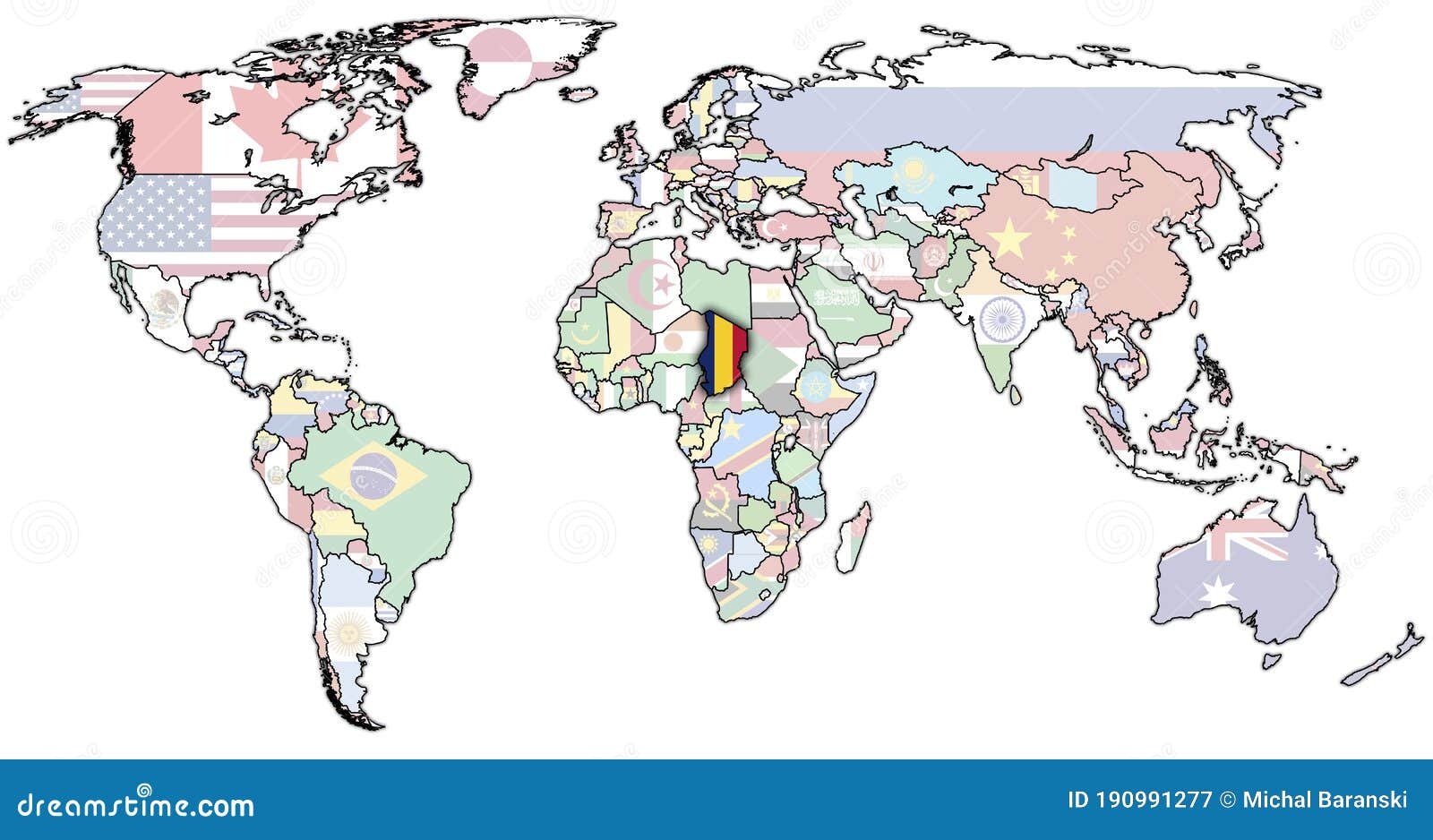 Chad on world map stock illustration. Illustration of grunge - 190991277