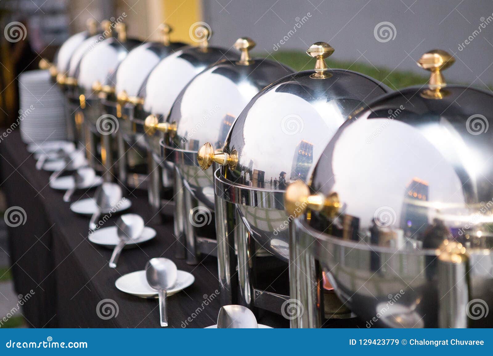 Elegant Chafing Dishes With Lids Stock Image | CartoonDealer.com #258352729