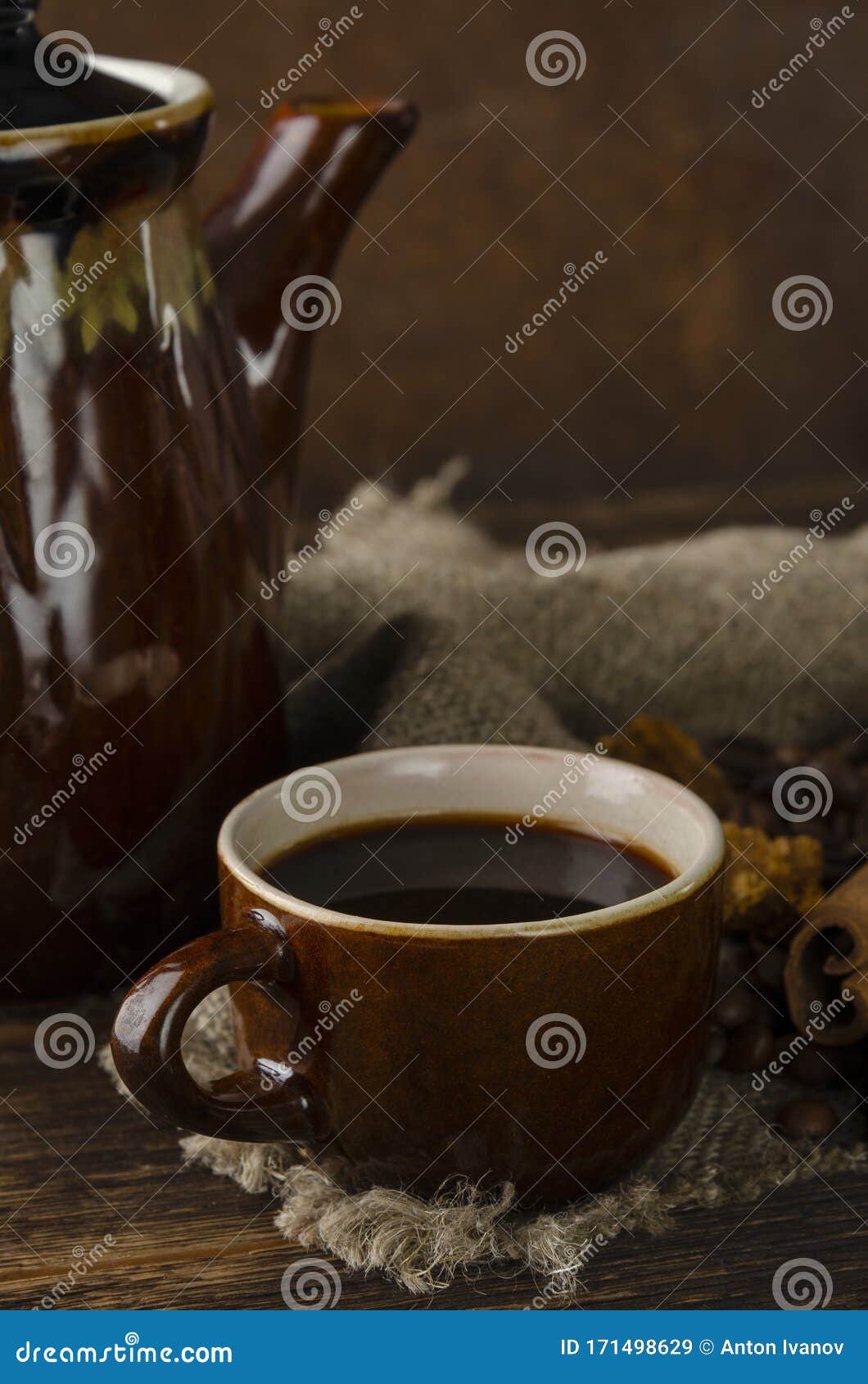 Chaga Coffee with Spice on the Dark Background Stock Image - Image of ...