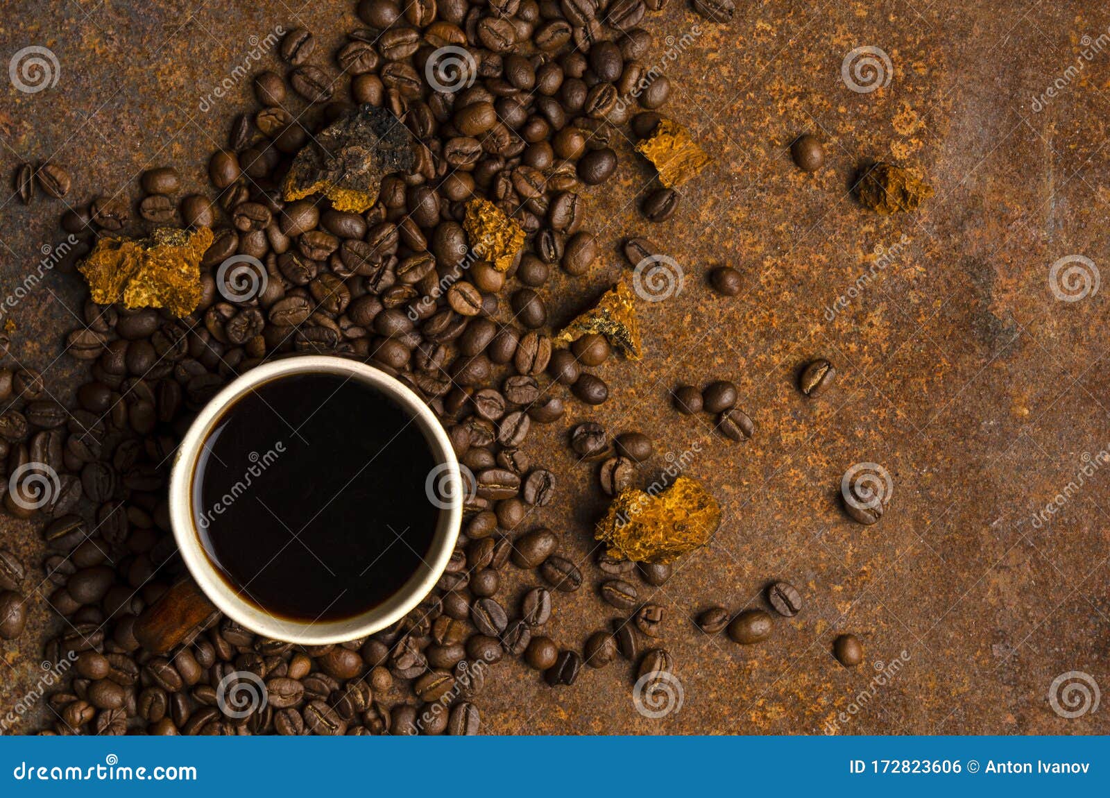Chaga Coffee with Spice on the Dark Background Stock Photo - Image of ...