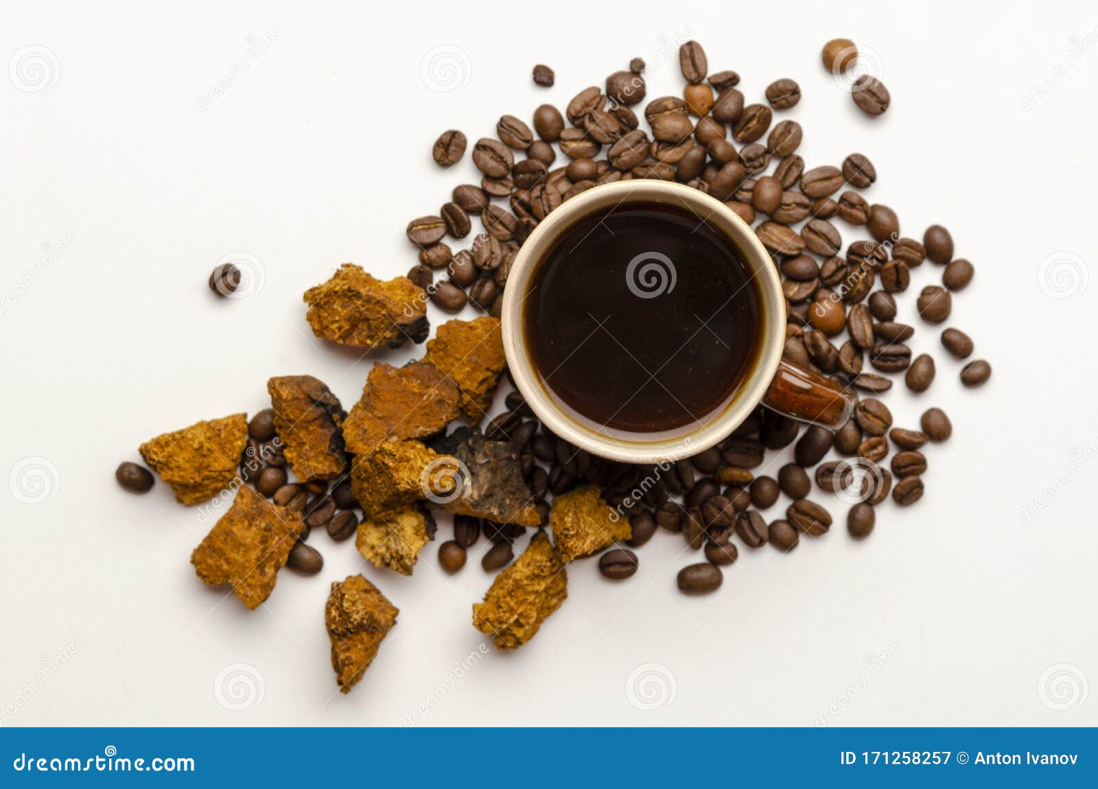 Chaga Coffee with Spice on the White Background Stock Image - Image of ...