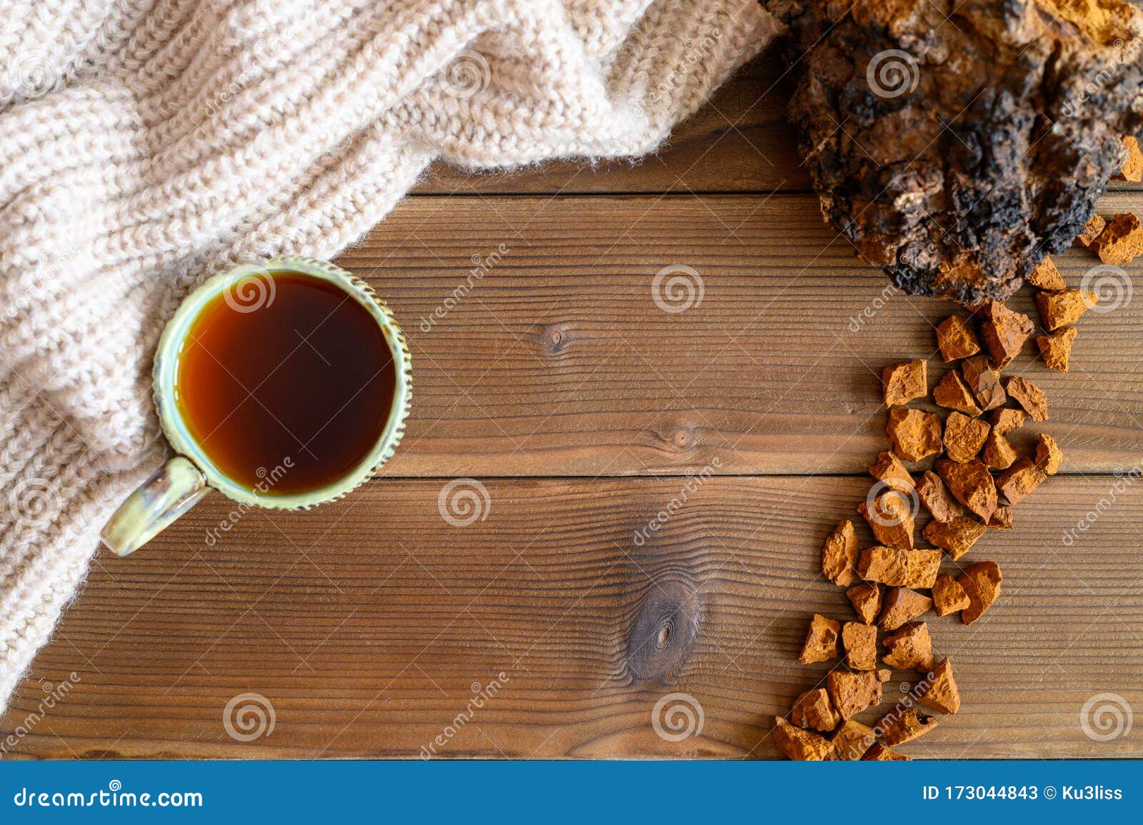 Chaga Tea Mushroom from Birch Tree Using for Healing Tea or Coffee in ...