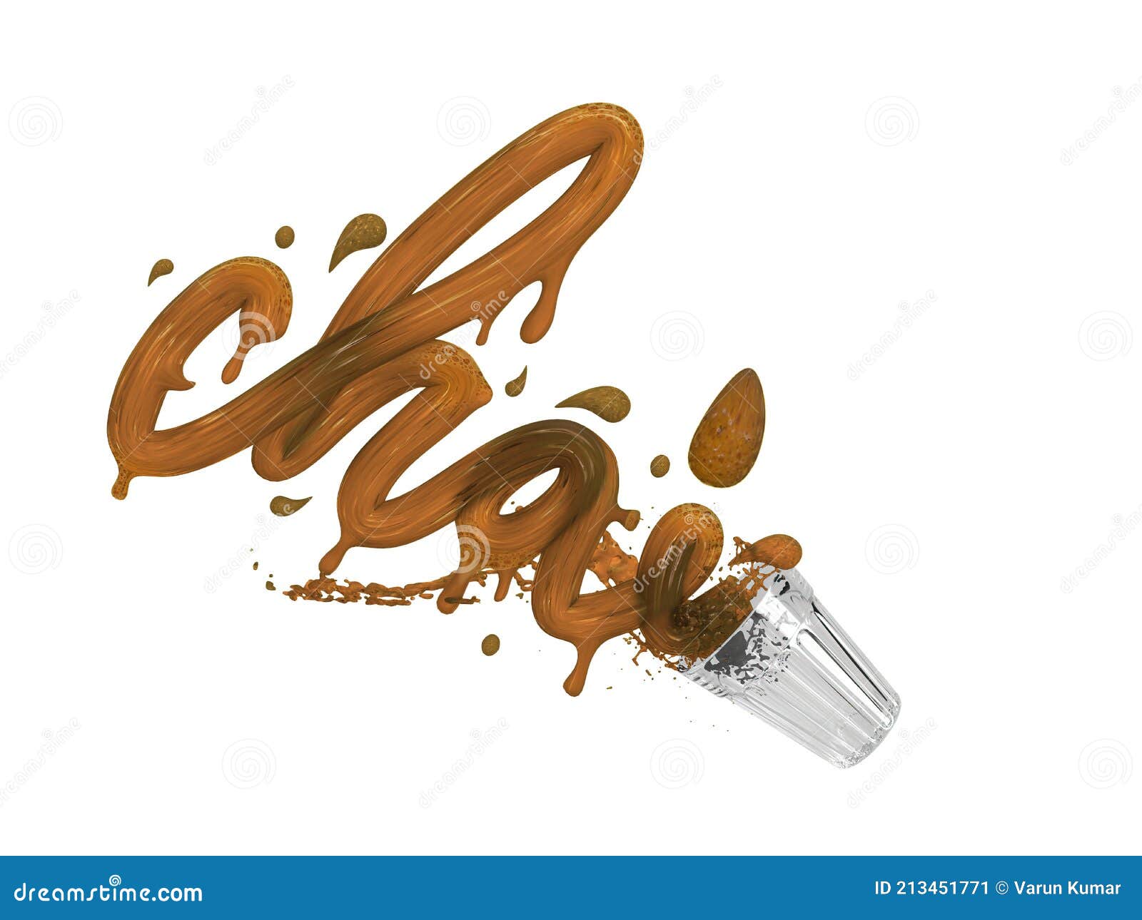 Chai Drawing in White Background 3D Render Stock Illustration ...