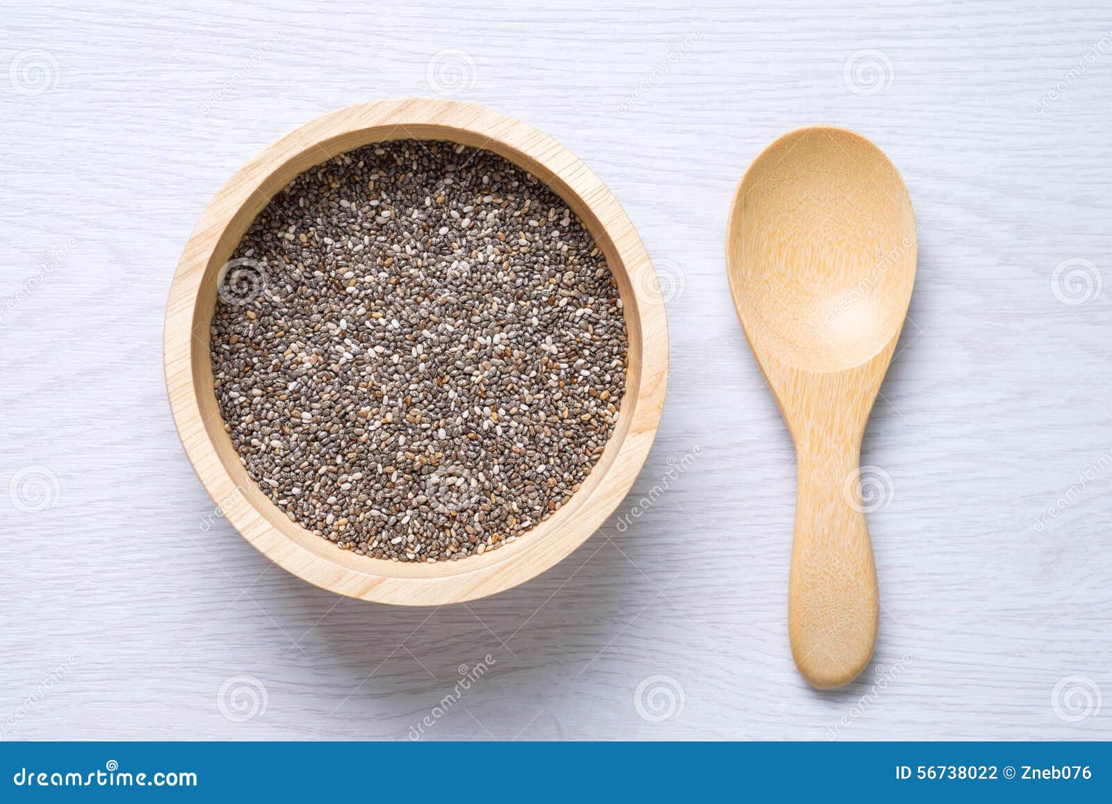 Chai seed in wooden bowl stock photo. Image of texture - 56738022