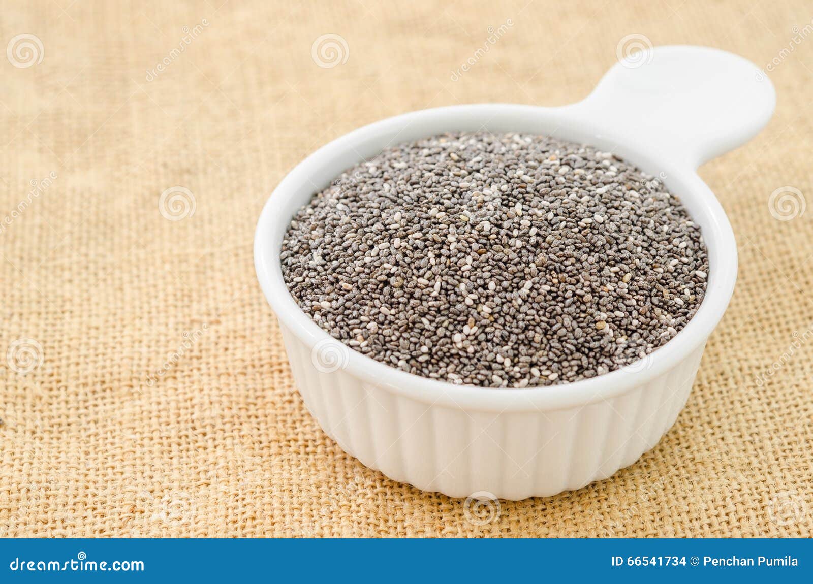 Chai Seeds In Clear Jar Isolated On White Background. Natural Grain For ...