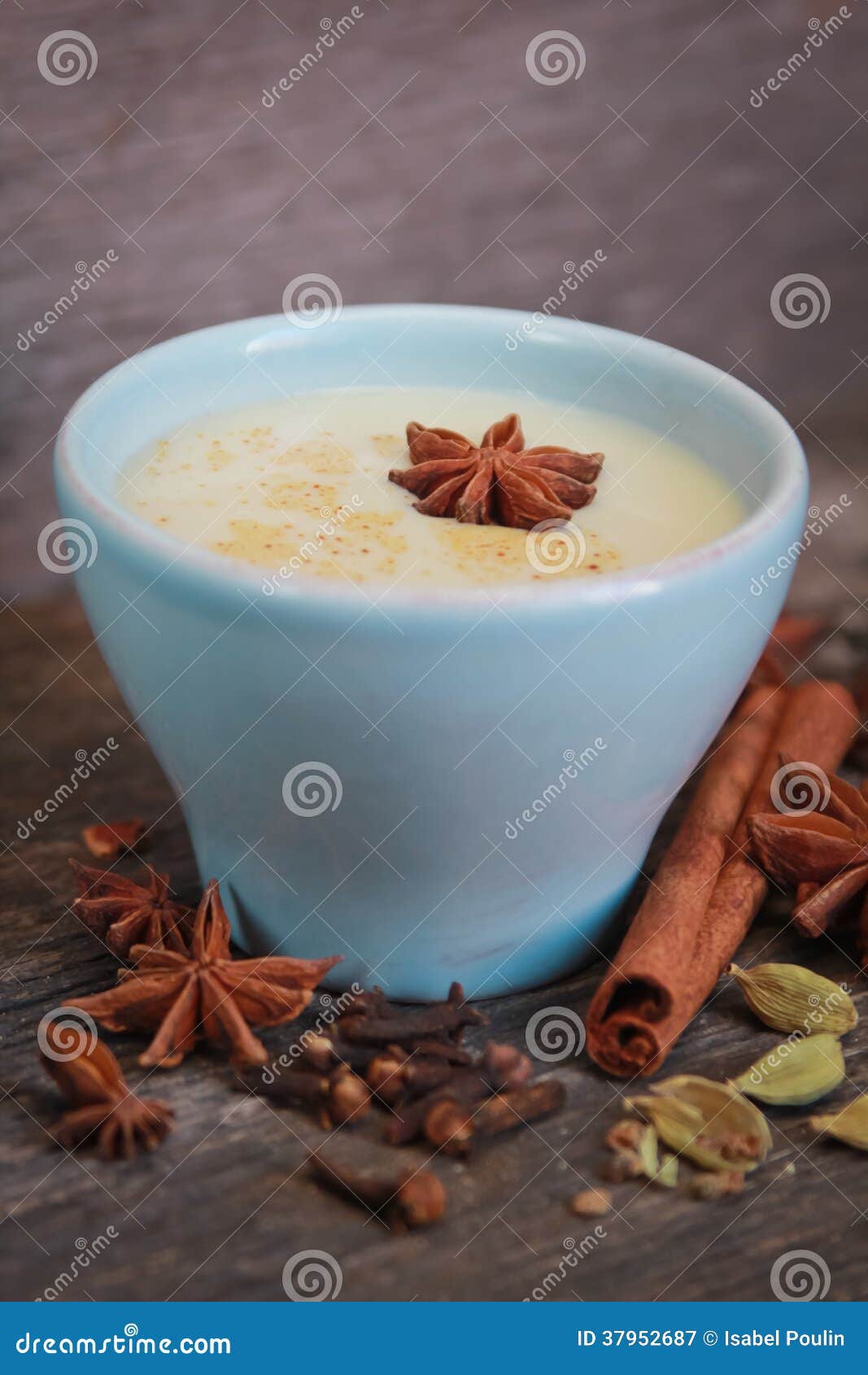 Chai tea in a blue cup stock image. Image of ingredient - 37952687