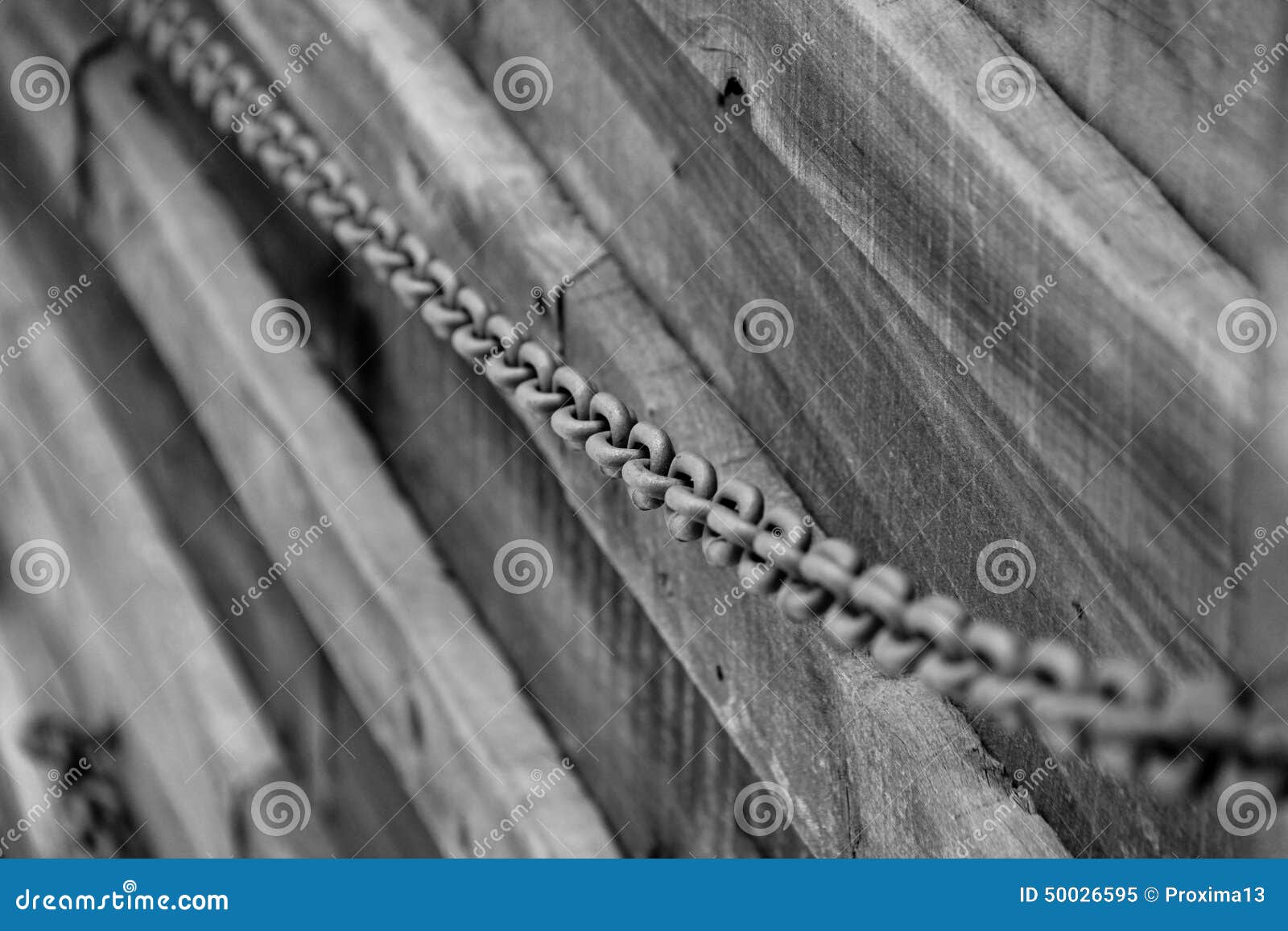 Chain Along the Timber Fence Stock Image - Image of strong, chain: 50026595