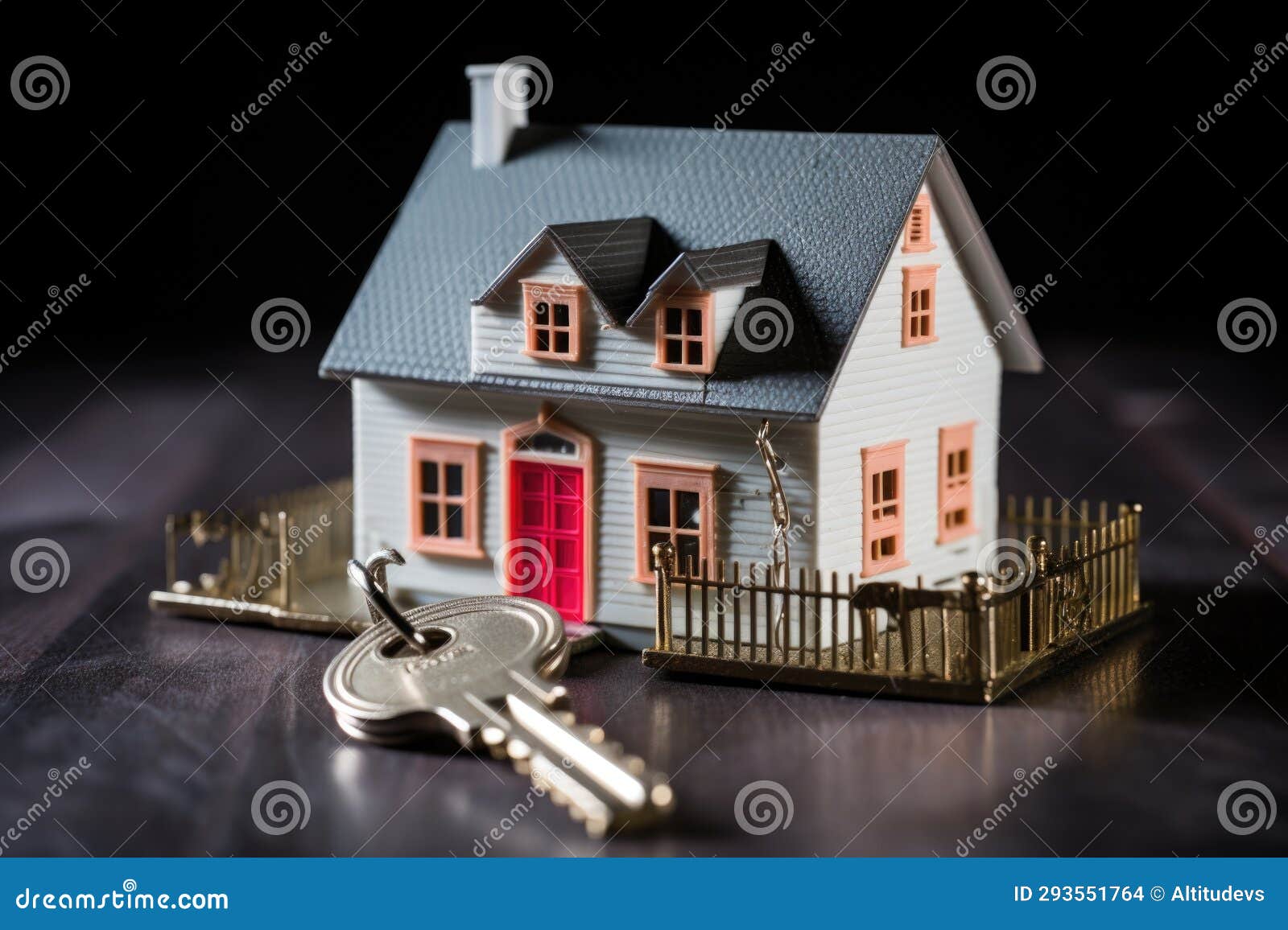 Chain Around a Model House, Locked with a Padlock Stock Photo - Image ...
