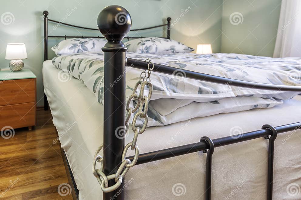 Chain on bed stock image. Image of abstract, background - 129713361