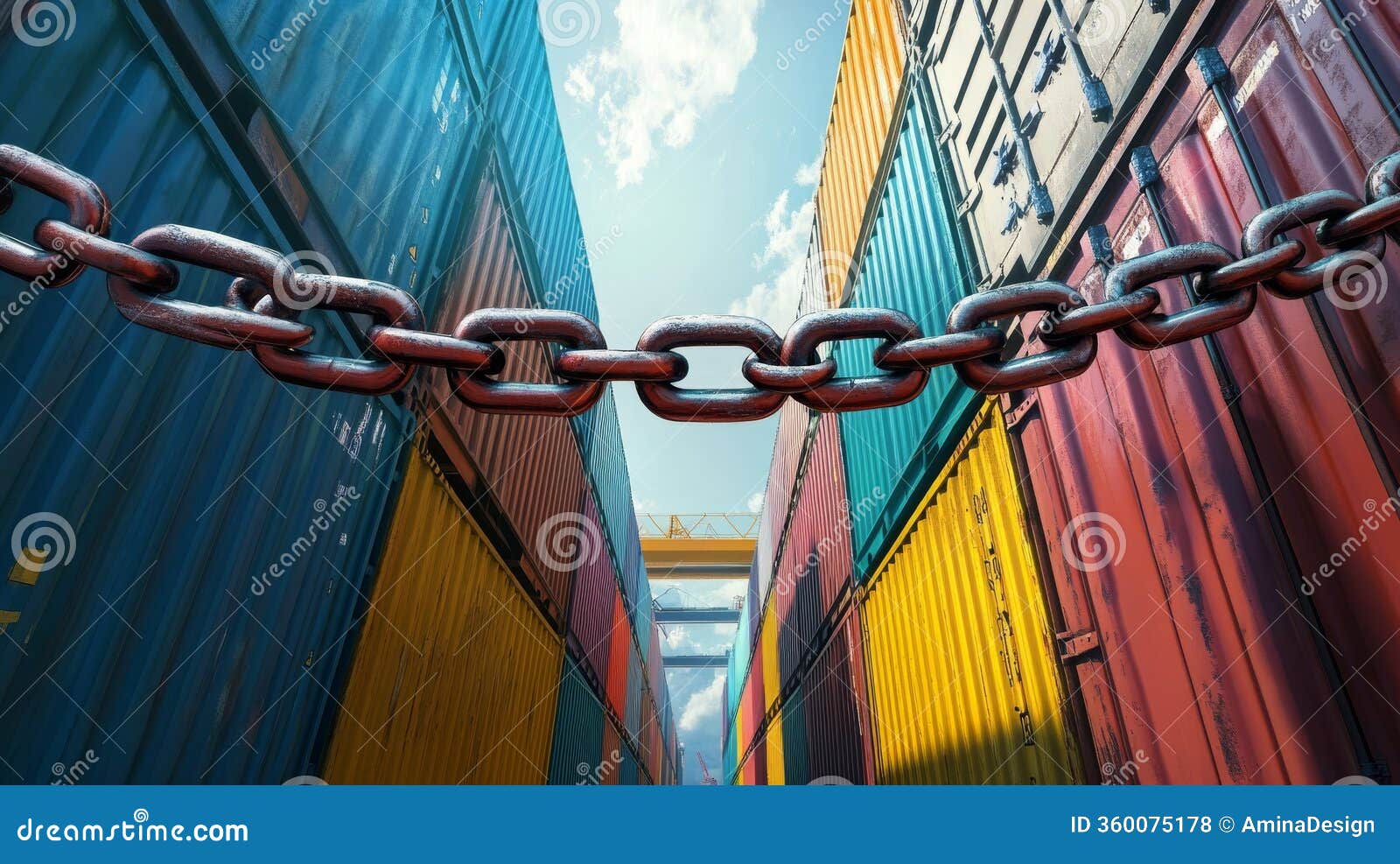Chain Blocking Access between Colorful Cargo Containers Represents ...
