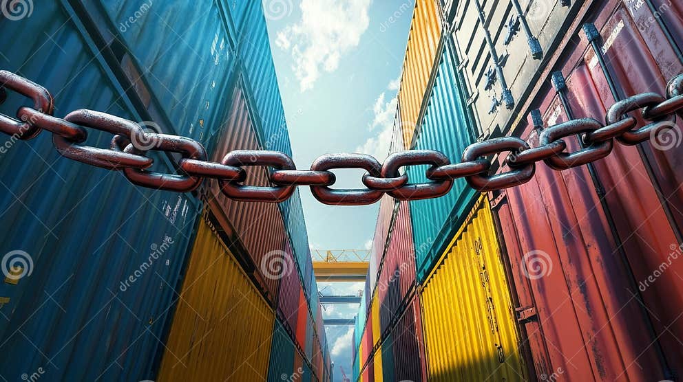 Chain Blocking Access between Colorful Cargo Containers Represents ...