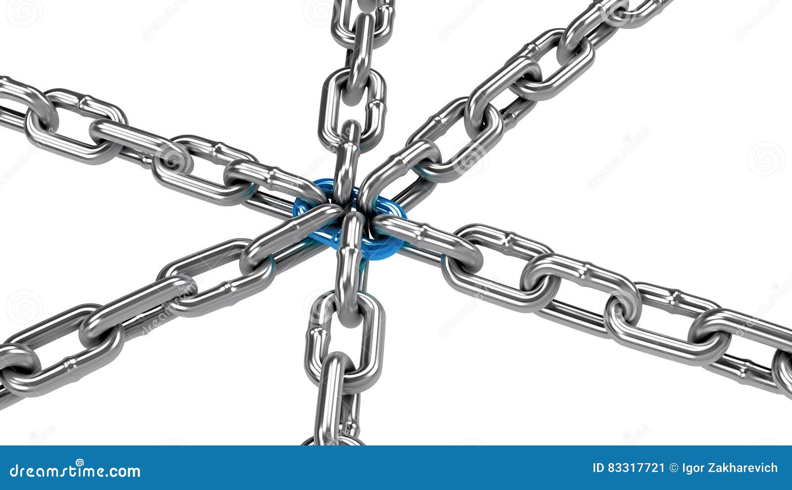 Chain with Blue Central Link, Stock Image - Image of iron, links: 83317721