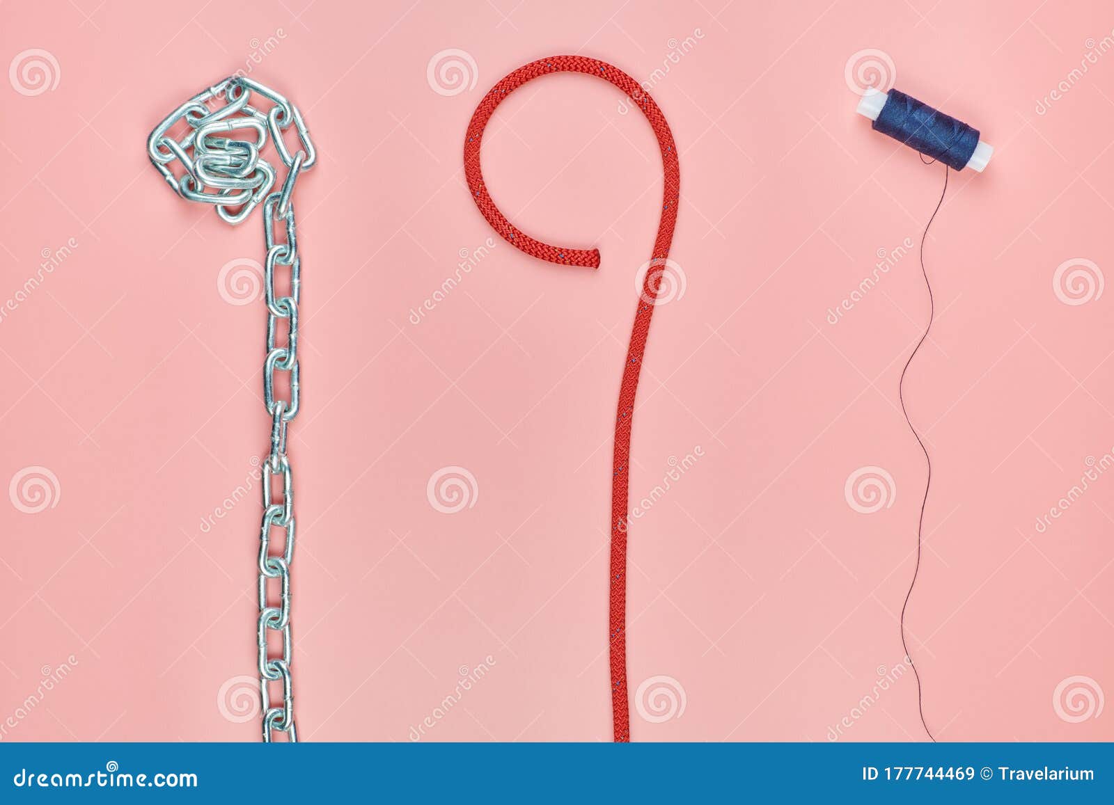 Chain, Braided Nylon Rope and Thread Stock Image - Image of mount ...