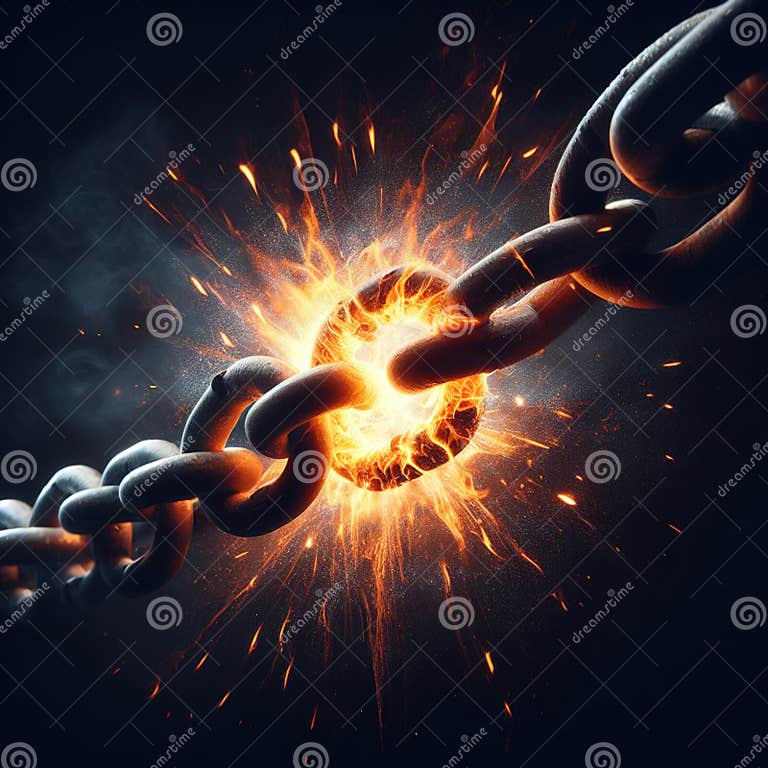Chain Break Breaking with Fire Ai Generated Stock Illustration ...