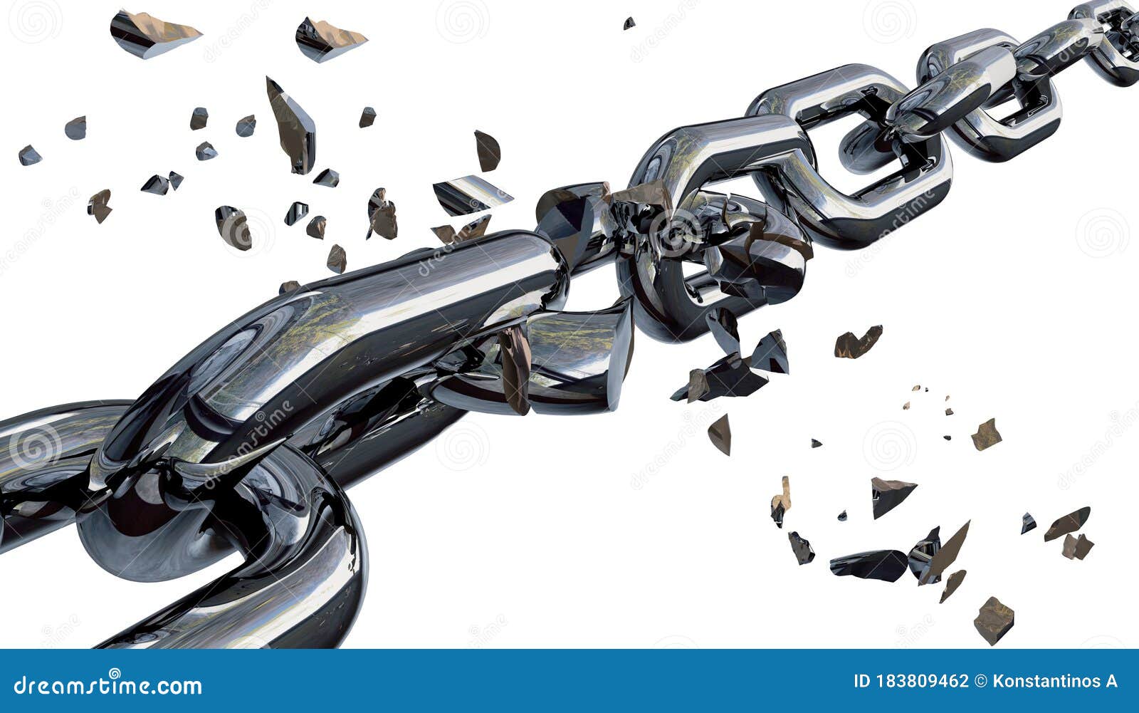 Chain Break Breaking Fire And Flames Rusty Isolated - 3d Rendering ...