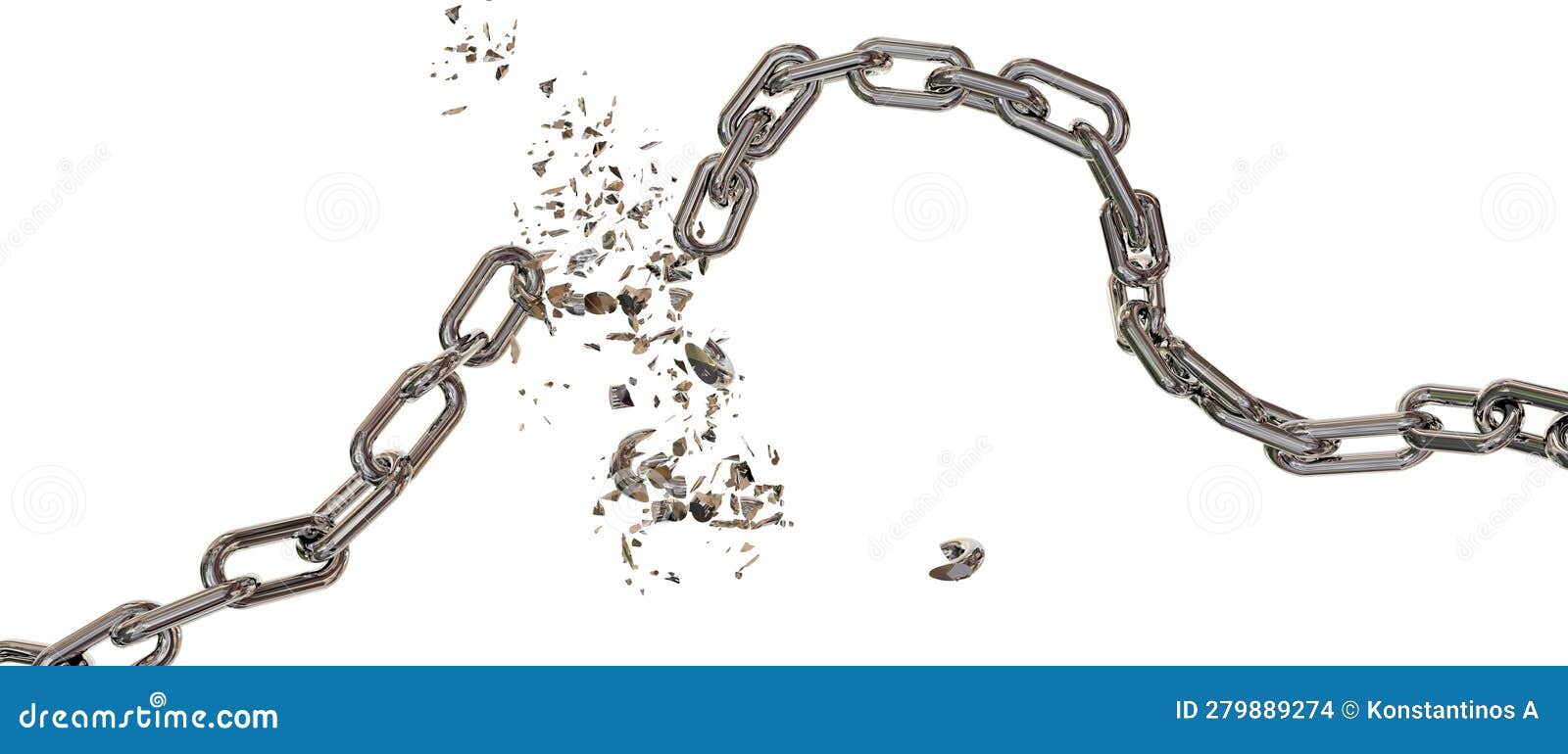 Chain Breaking Break Chain Horizontal Silver Broken Shuttered - 3d ...