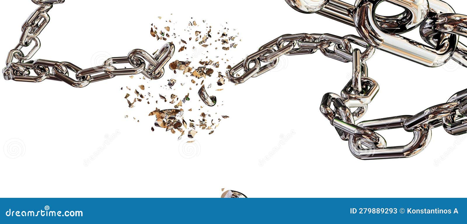 Chain Breaking Break Chain Horizontal Silver Broken Shuttered - 3d ...