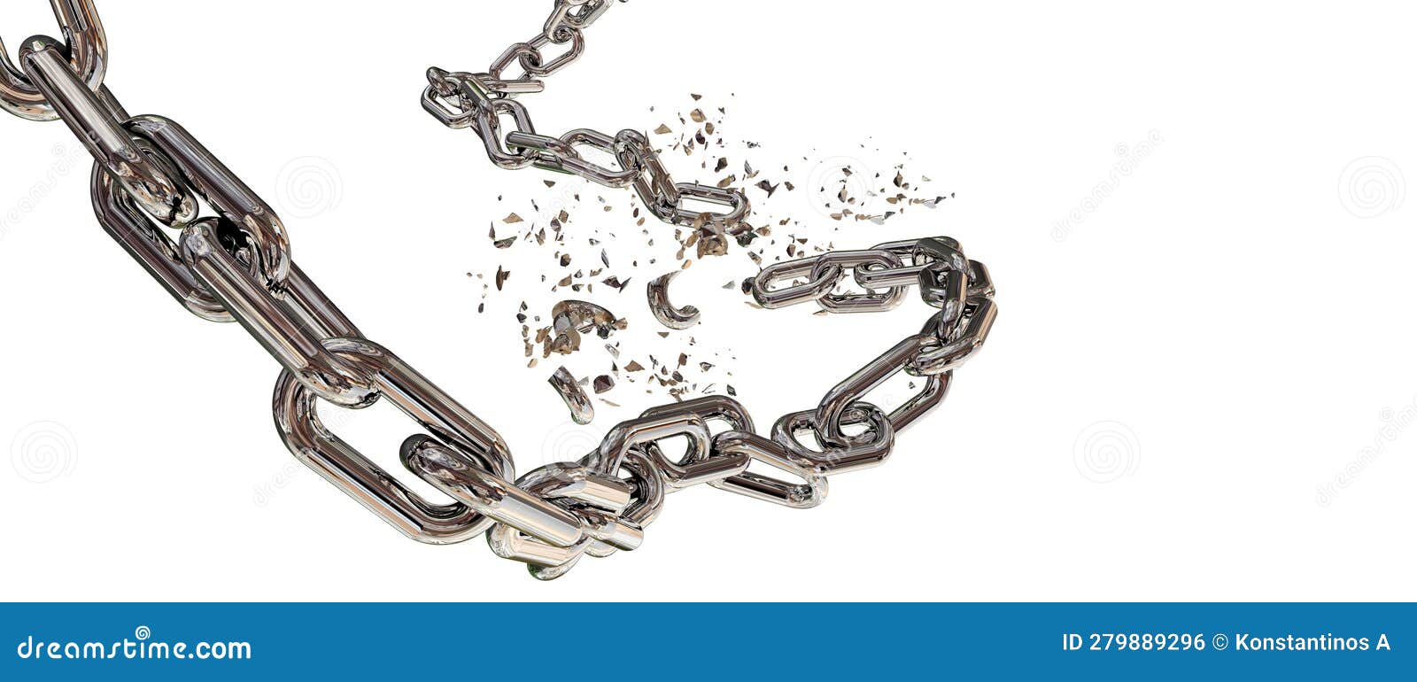 Chain Breaking Break Chain Horizontal Silver Broken Shuttered - 3d ...