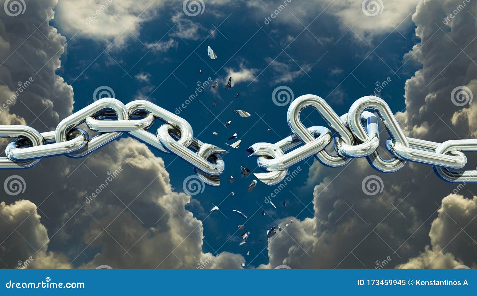 Separation Chain Links Break Apart Dividing Pulling Away Stock Photo ...
