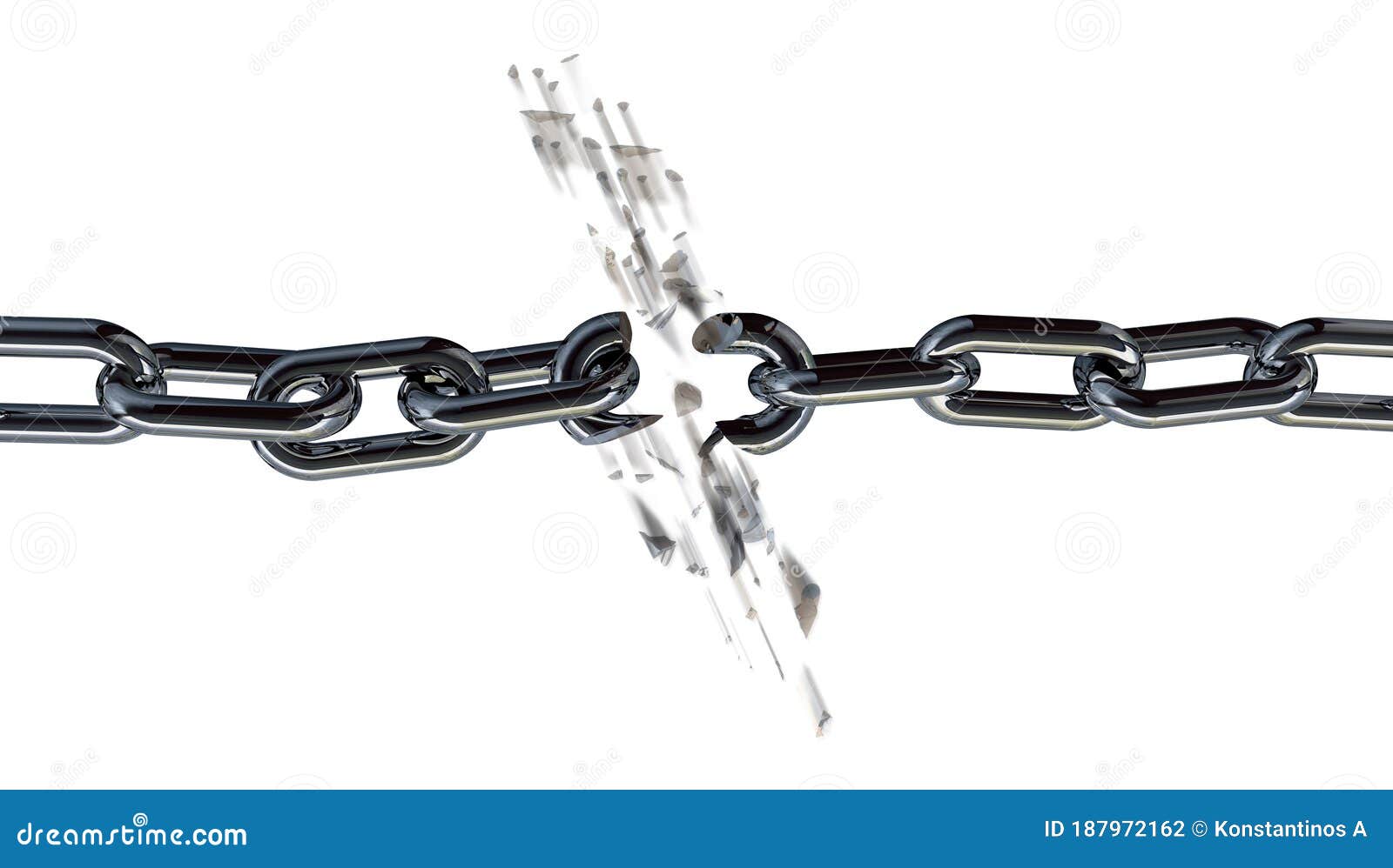 Chain Breaking Exploding Shattered Weak Pressure Stress- 3d Rendering ...