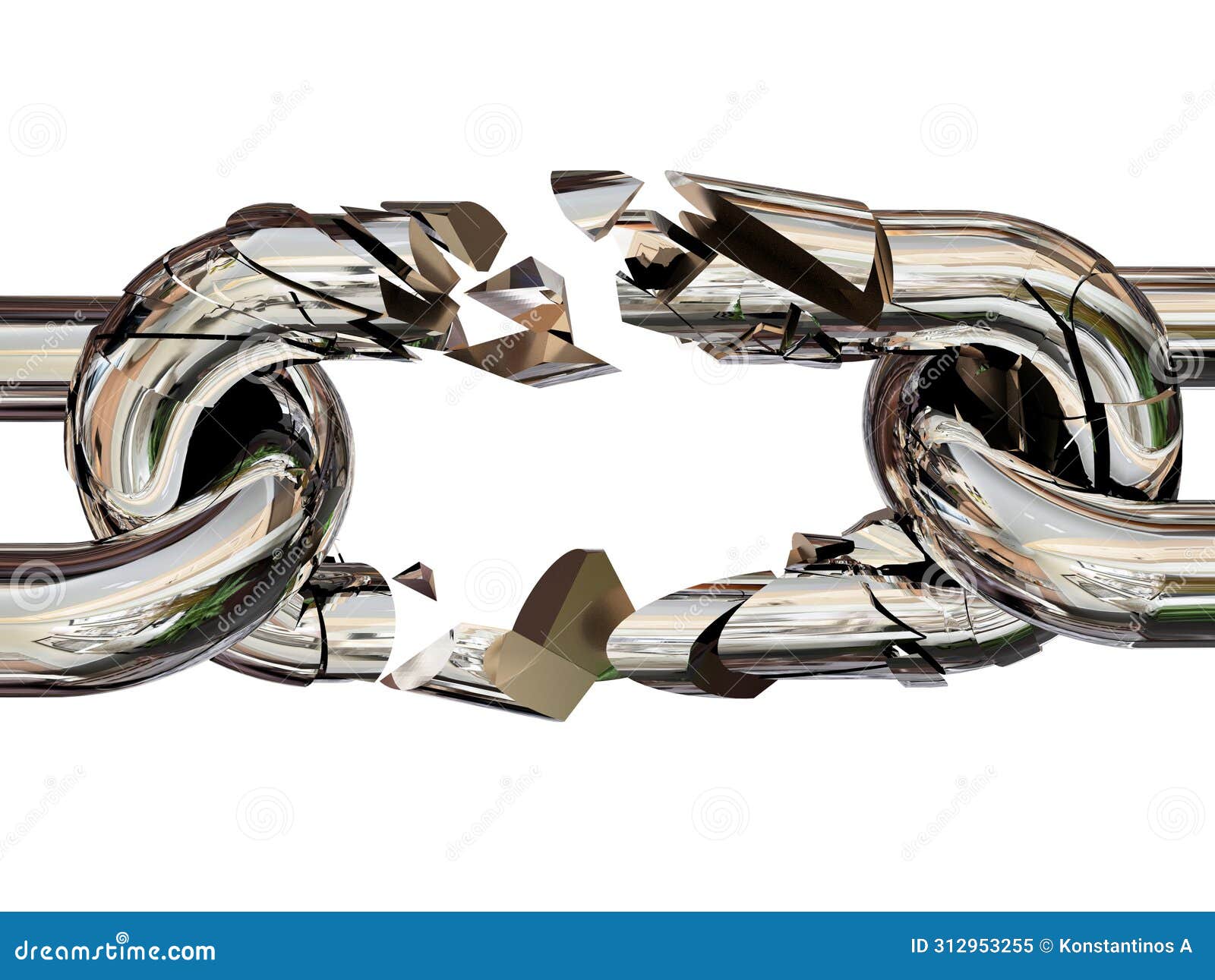 Chain Breaking Link Connection Devorce Seperation Crisis - 3d Rendering ...