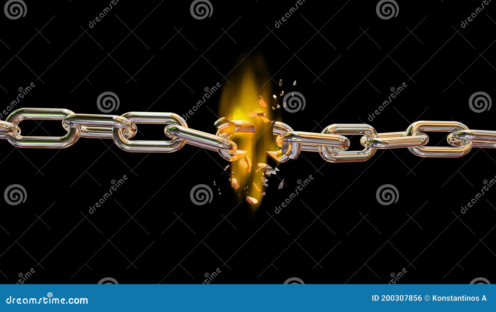 Chain Breaking Outbreak Fire Hot Flames Pieces Isoaled in White ...