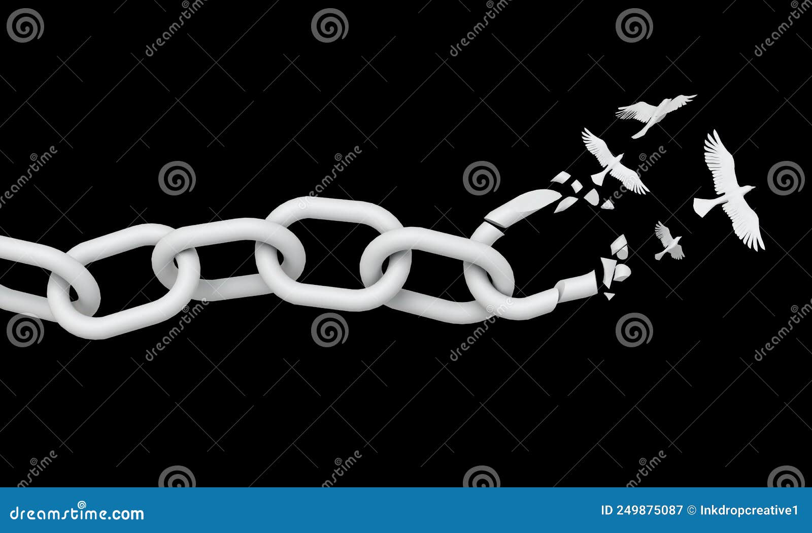 A Chain Breaking and Turning into Peace Doves. Freedom Concept Stock ...