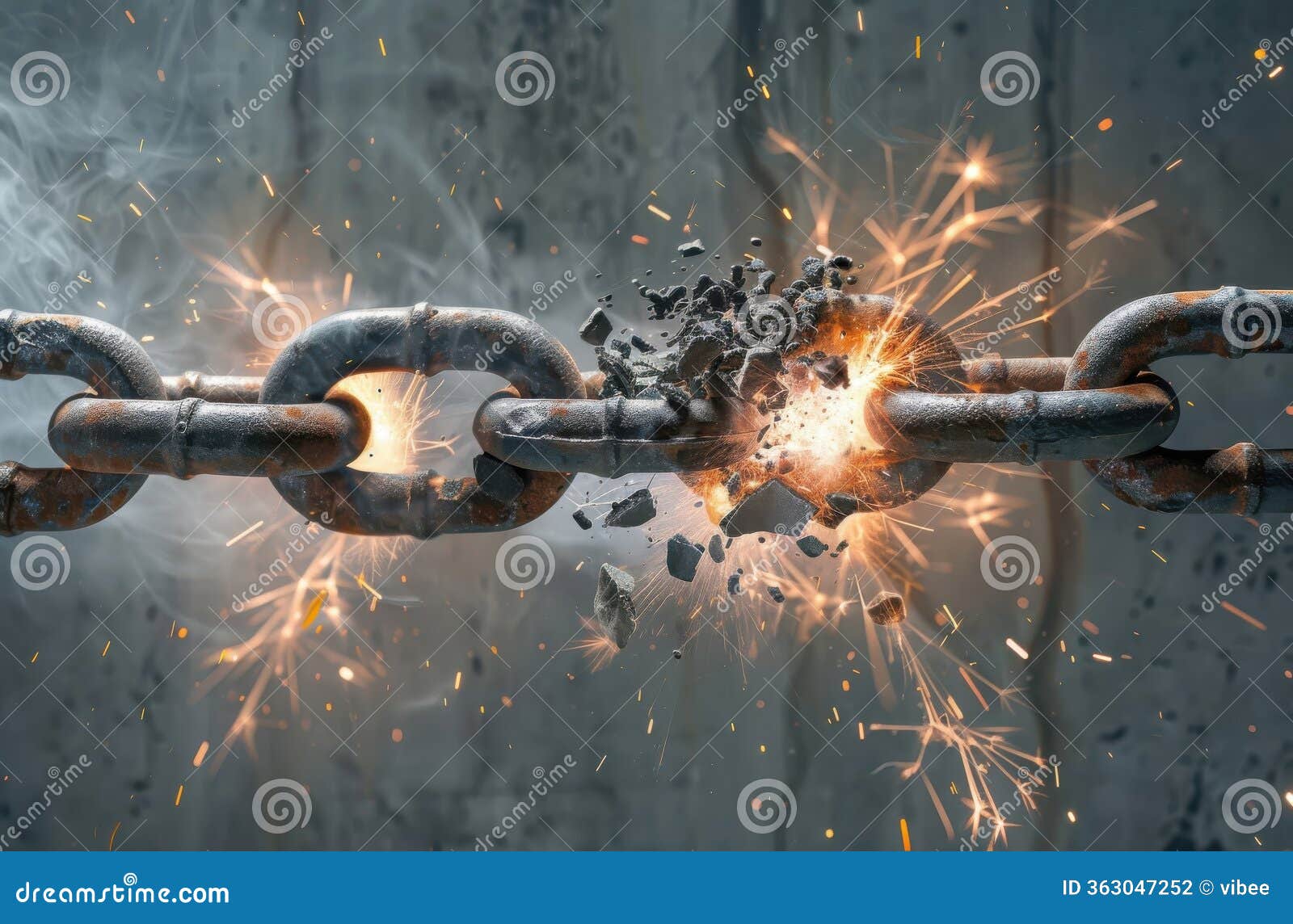 A Chain Breaks with Explosive Energy, Symbolizing the Powerful Force of ...