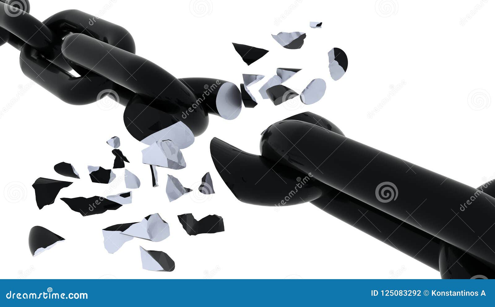 Chain Breaks Shatter Isolated in White - 3d Rendering Stock ...